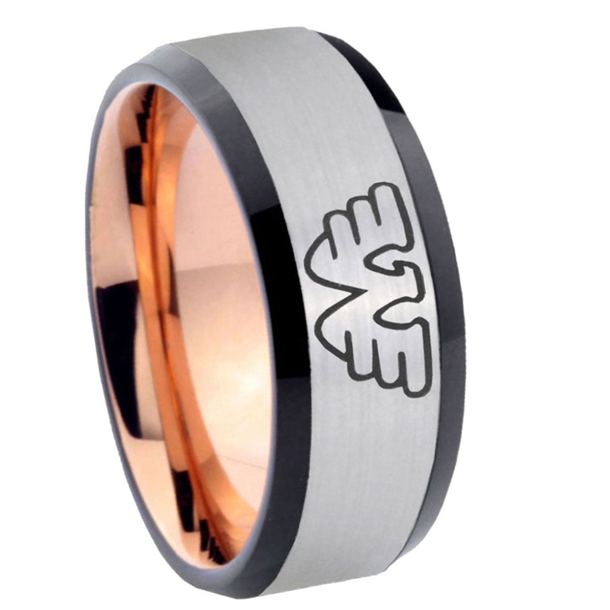 Tungsten Waylon Jennings 8mm Gray Polished Beveled Edge Men's Ring ...