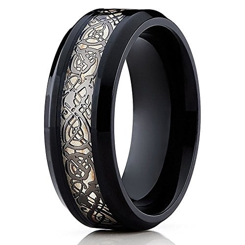 Tungsten Wedding Band Black Tungsten Ring Tungsten Carbide Ring 8mm ...