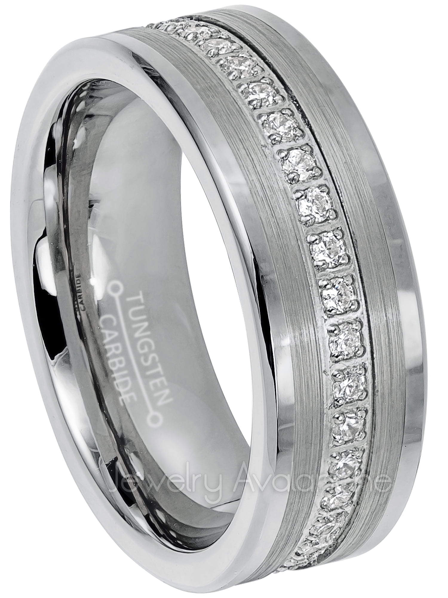 Tungsten Wedding Ring - Band for Mens 8mm Gunmetal Tungsten Eternity ...