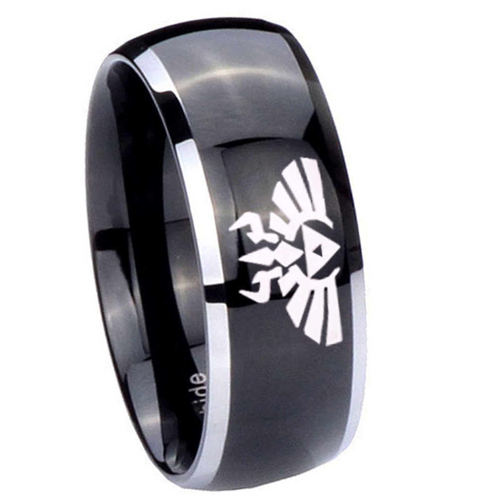 Tungsten Zelda Skyward Sword Crest 8mm Glossy Black 2 Tone Dome ...