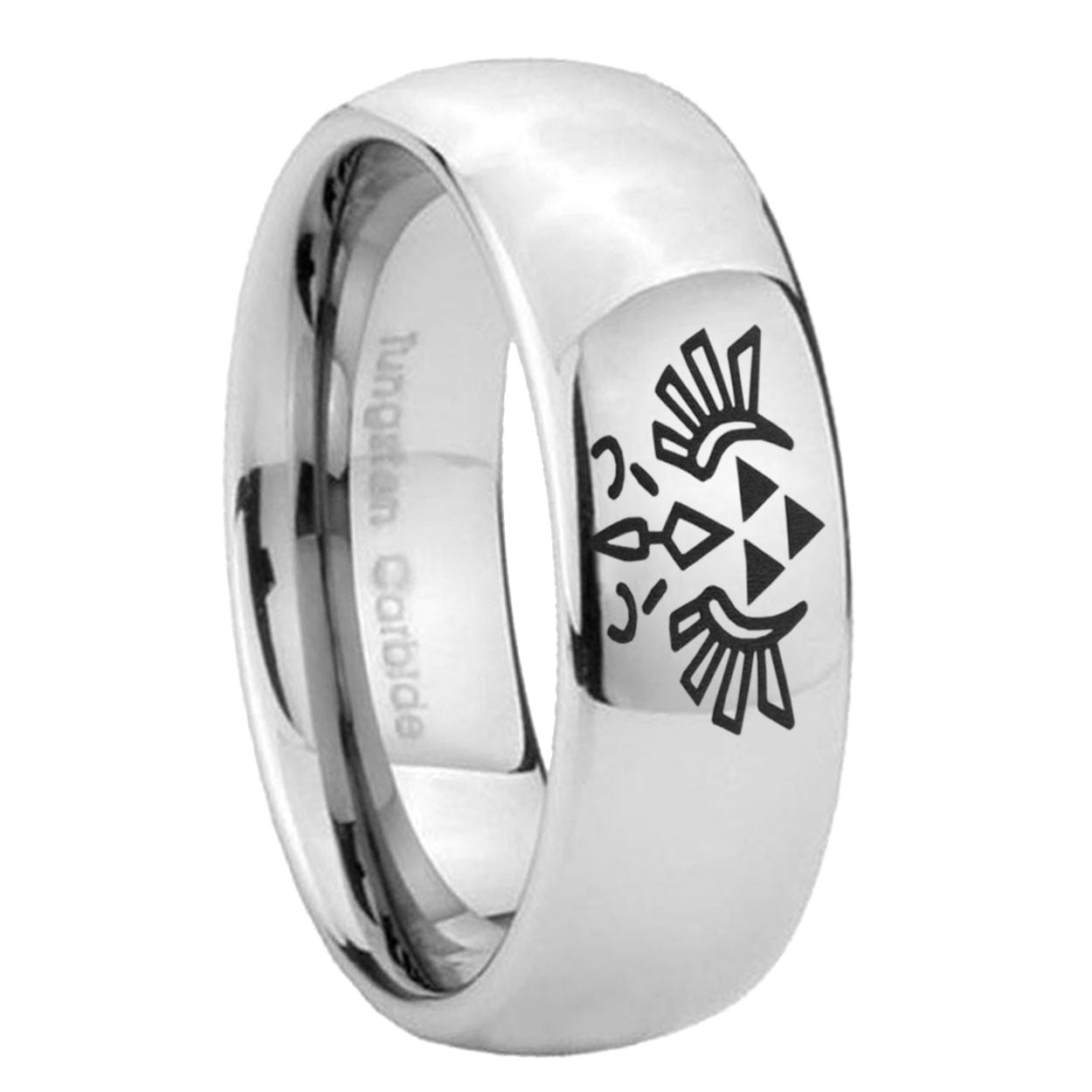 Tungsten Zelda Triforce Heroes 8mm Mirror Gray Polished Dome Men Ring ...