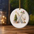 Tunhigl 2D Acrylic Reindeer Christmas Ornament, Hanging Tree Decor ...