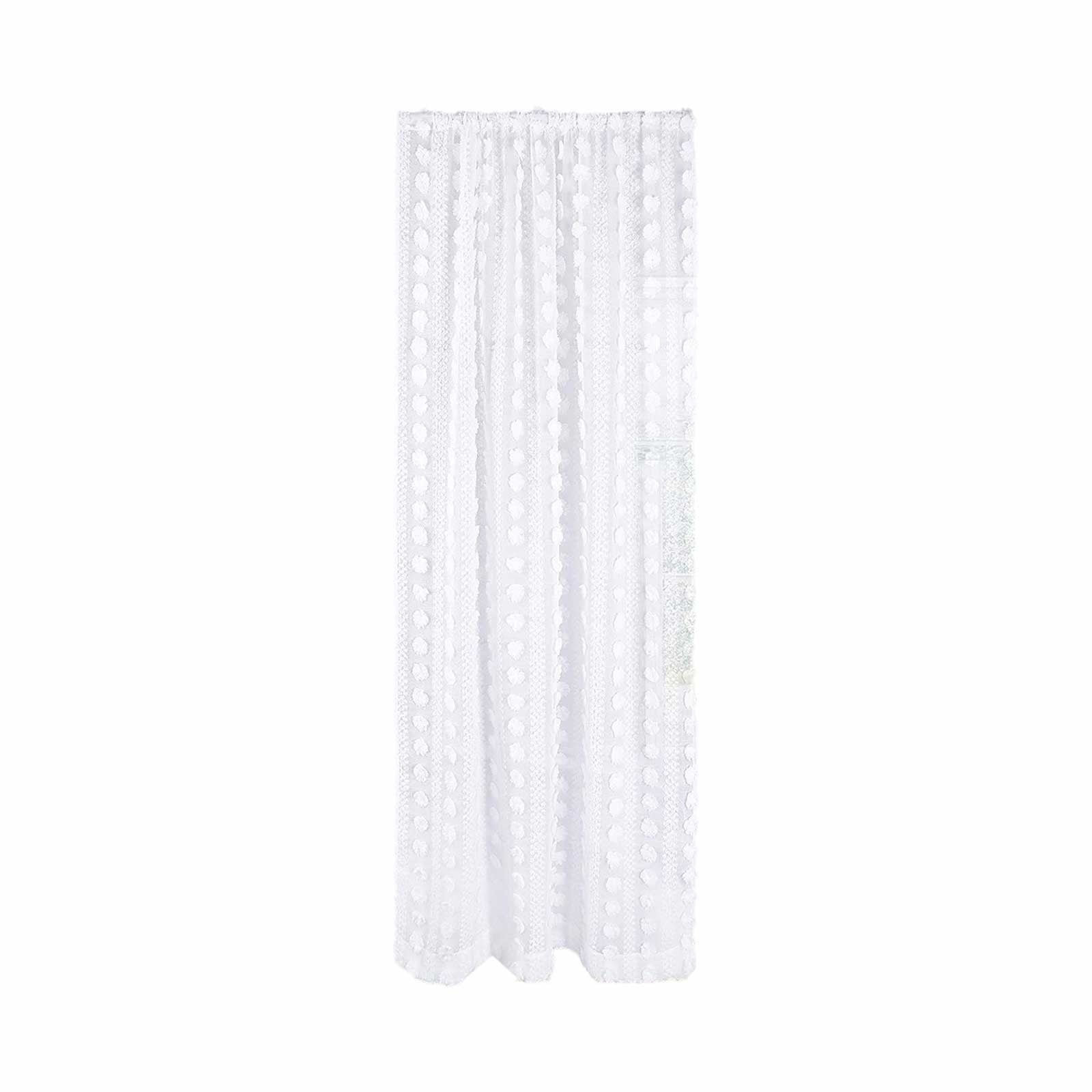Tunhigl 51.96" x 83.85" White Bobbles Sheer Curtain One Panel ...