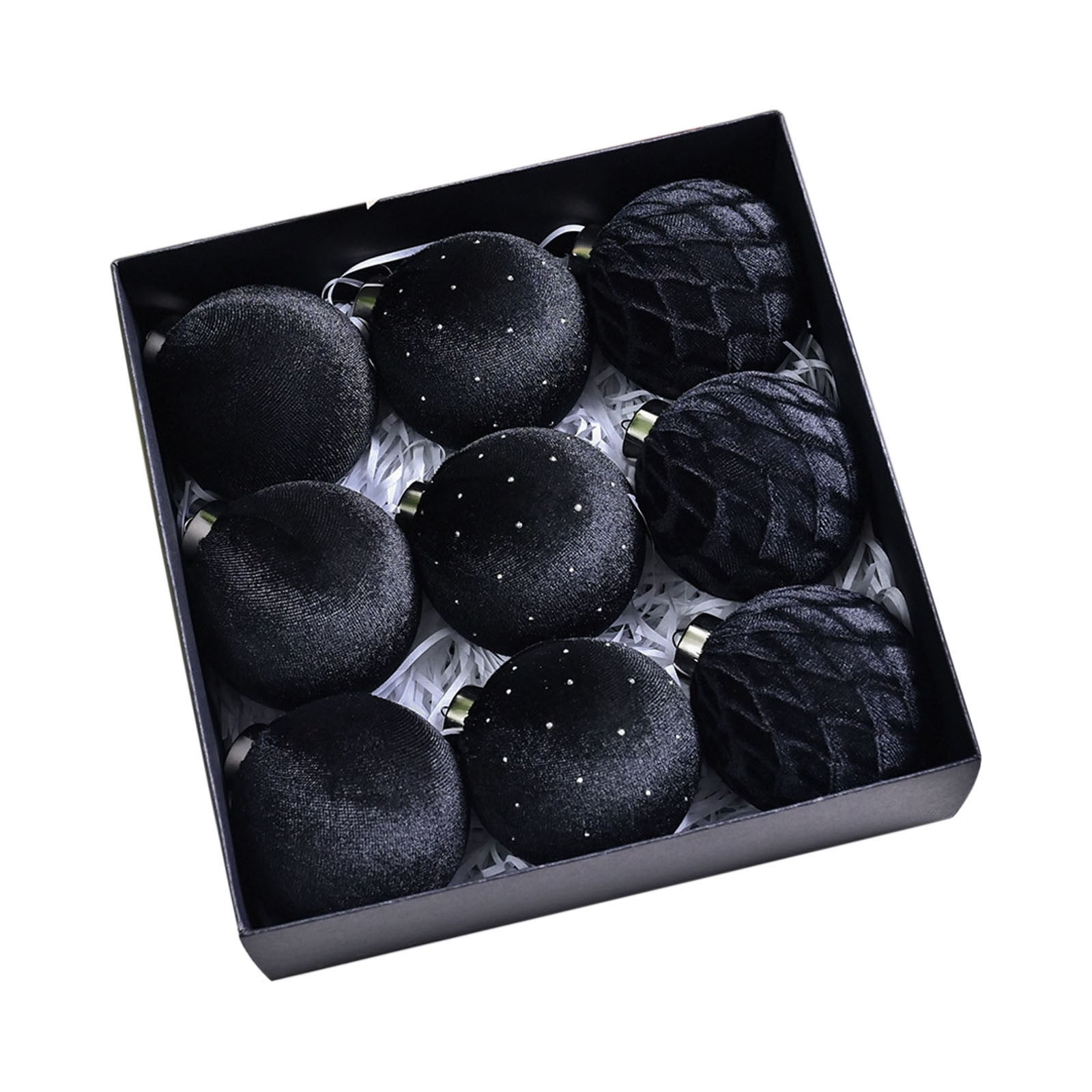 Tunhigl 9-Piece Velvet Christmas Ornaments Set 3.1-inch Diameter ...
