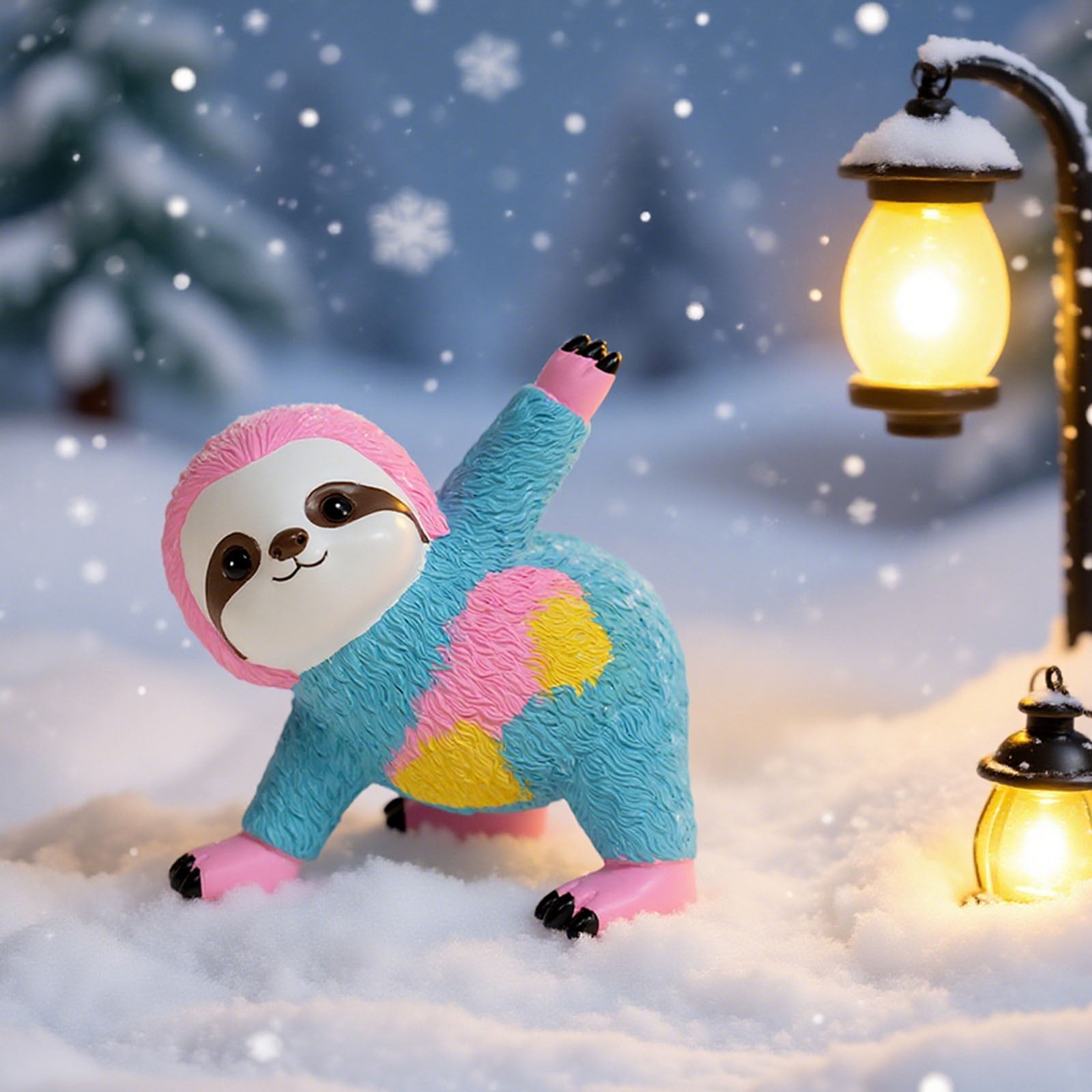 Tunhigl Hand-Painted Colorful Sloth Figurine Resin Animal Decor for ...