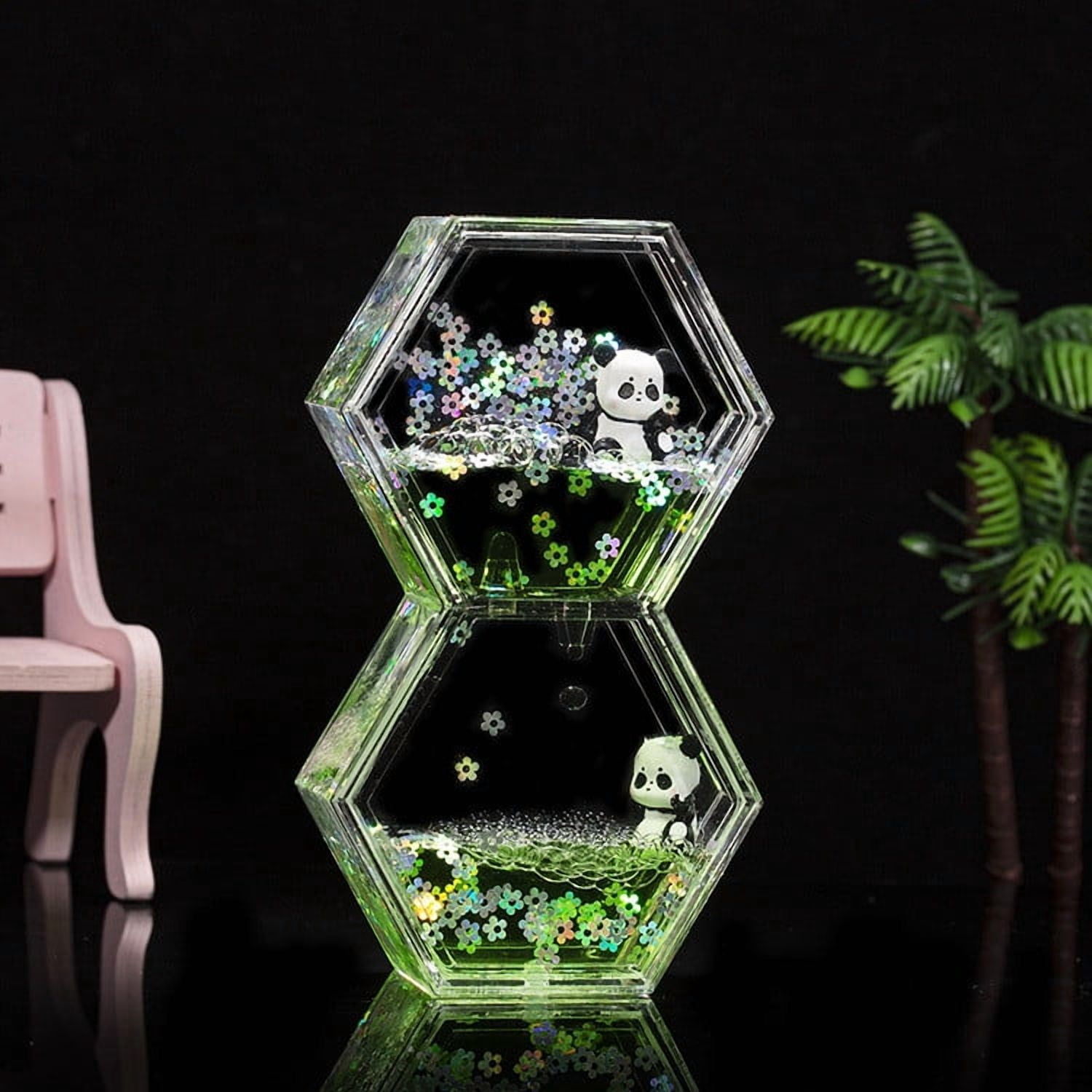 Tunhigl Panda Hourglass Sensory Liquid Timer with Calming Oil Droplet ...