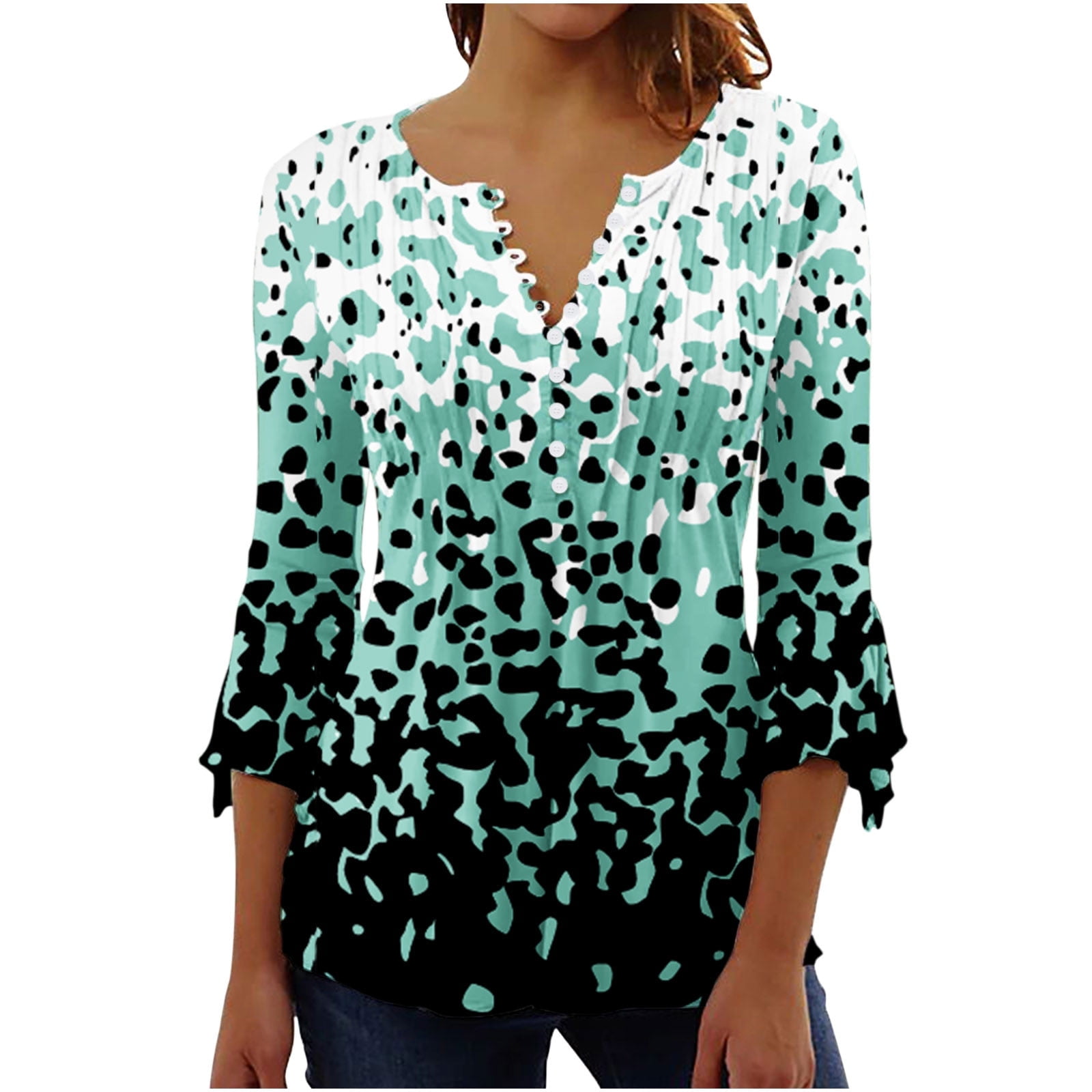 Tunic Tops for Women Long Length Button Down Shirt Floral Print Summer ...