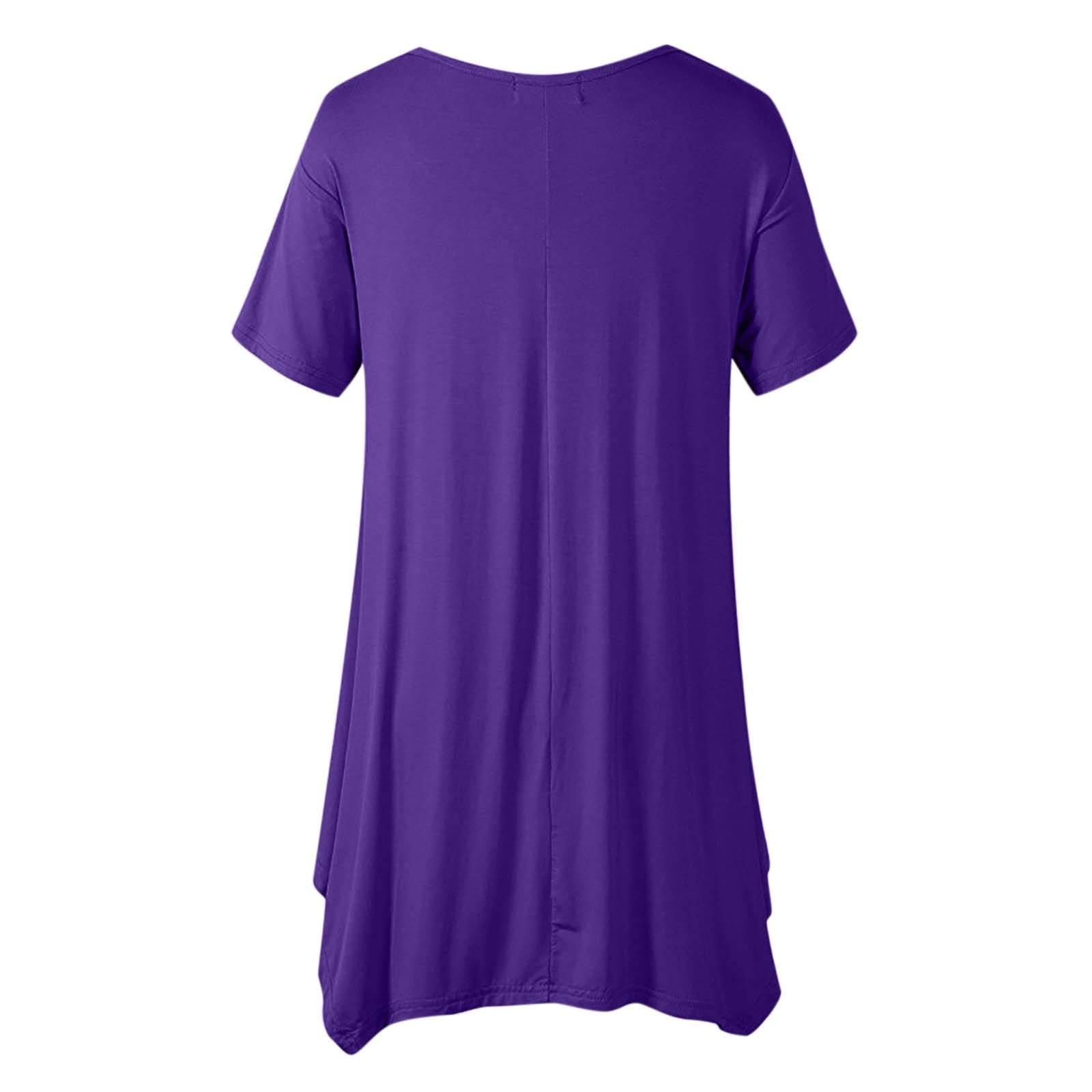 yoeyez Tunic Tops to Wear with Leggings - Summer Womens Basic Short Sleeve Long Tunics Solid ...