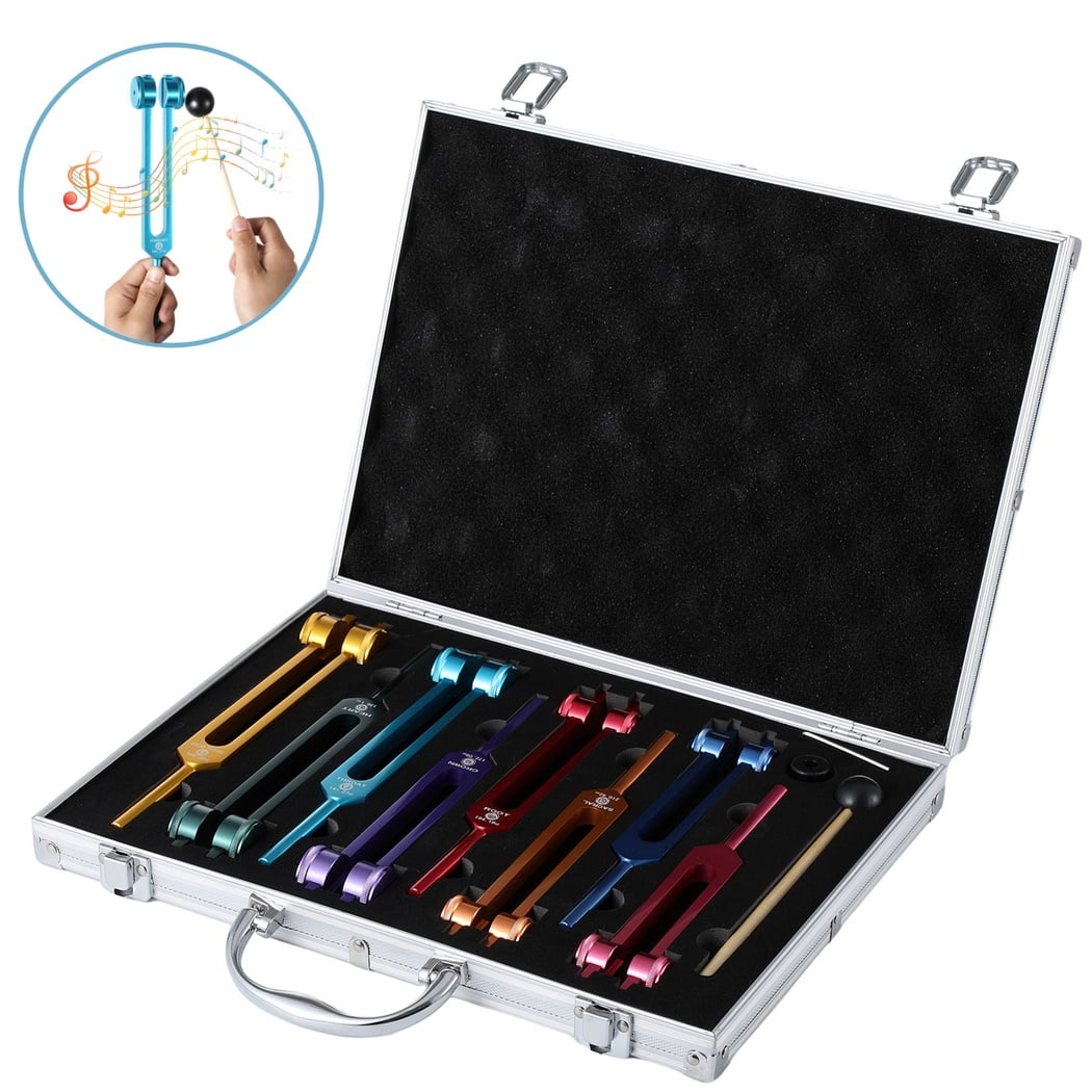 Tuning Fork Set, 8 Color Solfeggio Tuning Forks with Hammer, Weighted ...