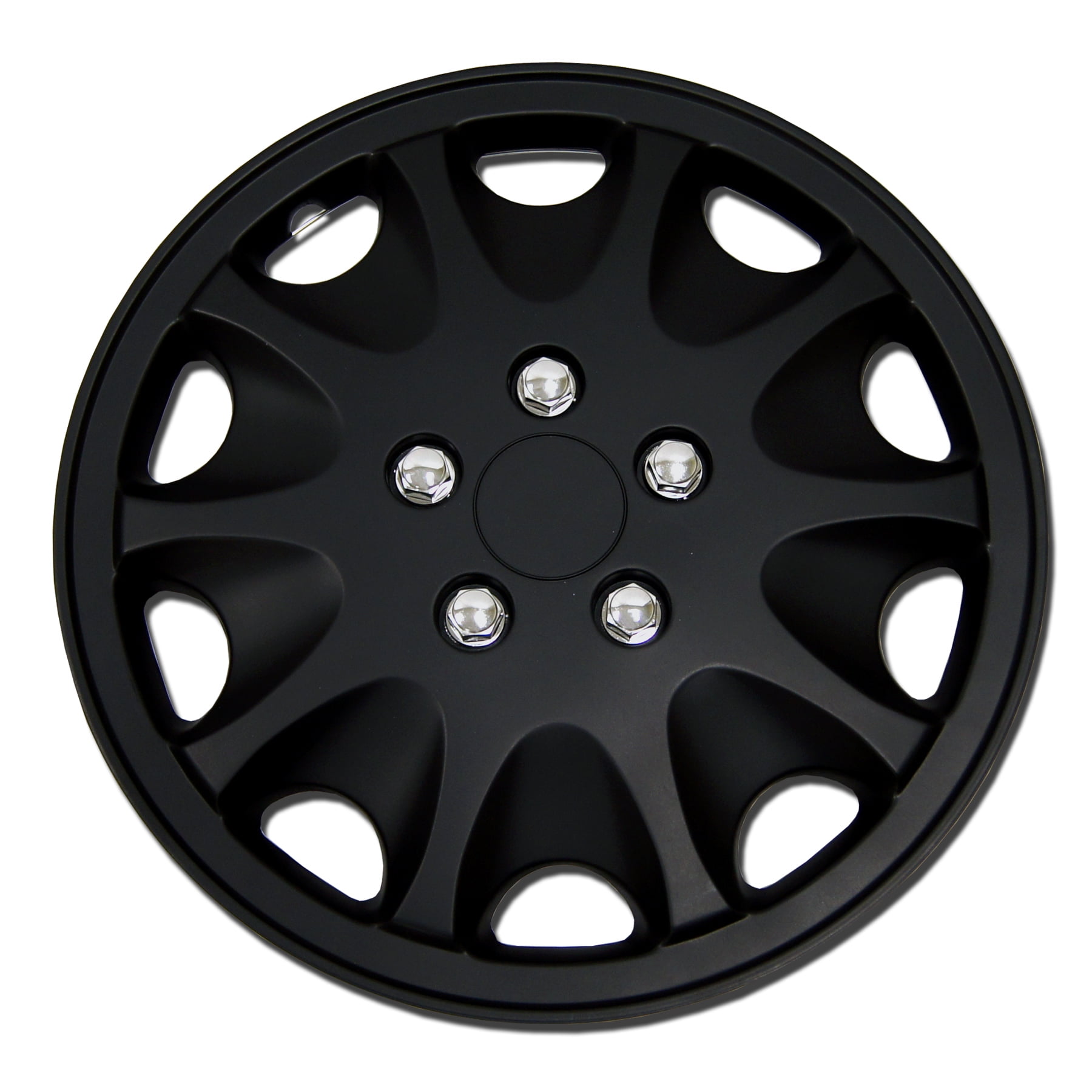 Matte Black Snap On Hubcaps 15 Set Of 4 High Quality Abs Plastic