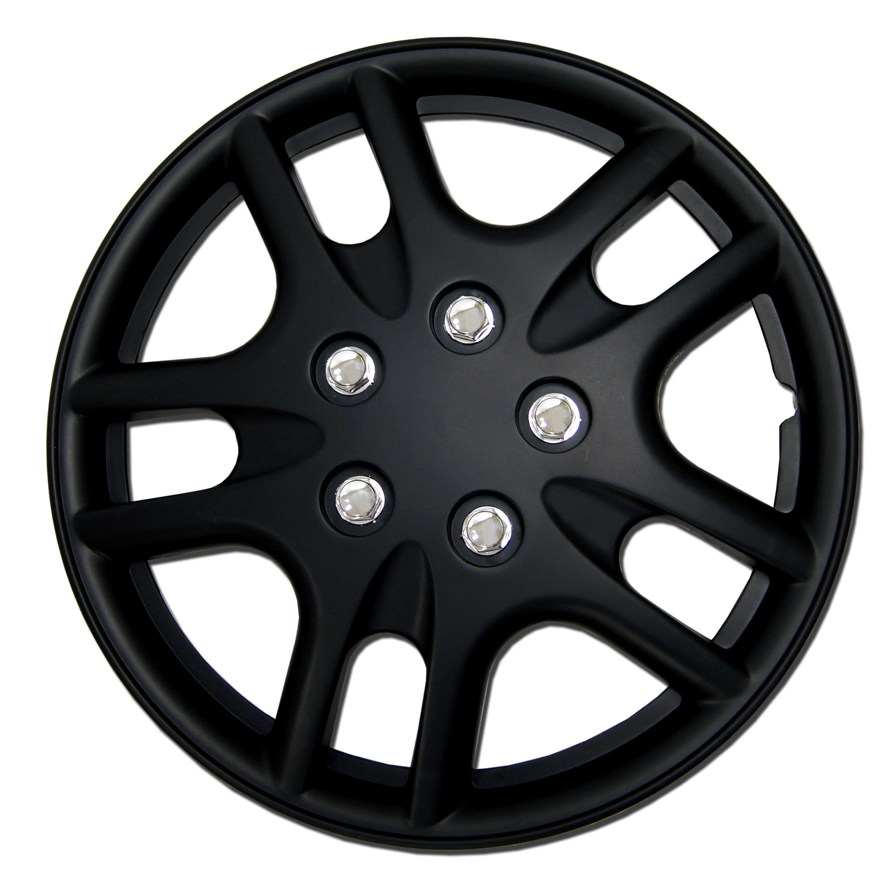 WC-15-3523-B Matte Black Snap-On Hubcaps Set of 4, Wheel Skin Cover 15 ...
