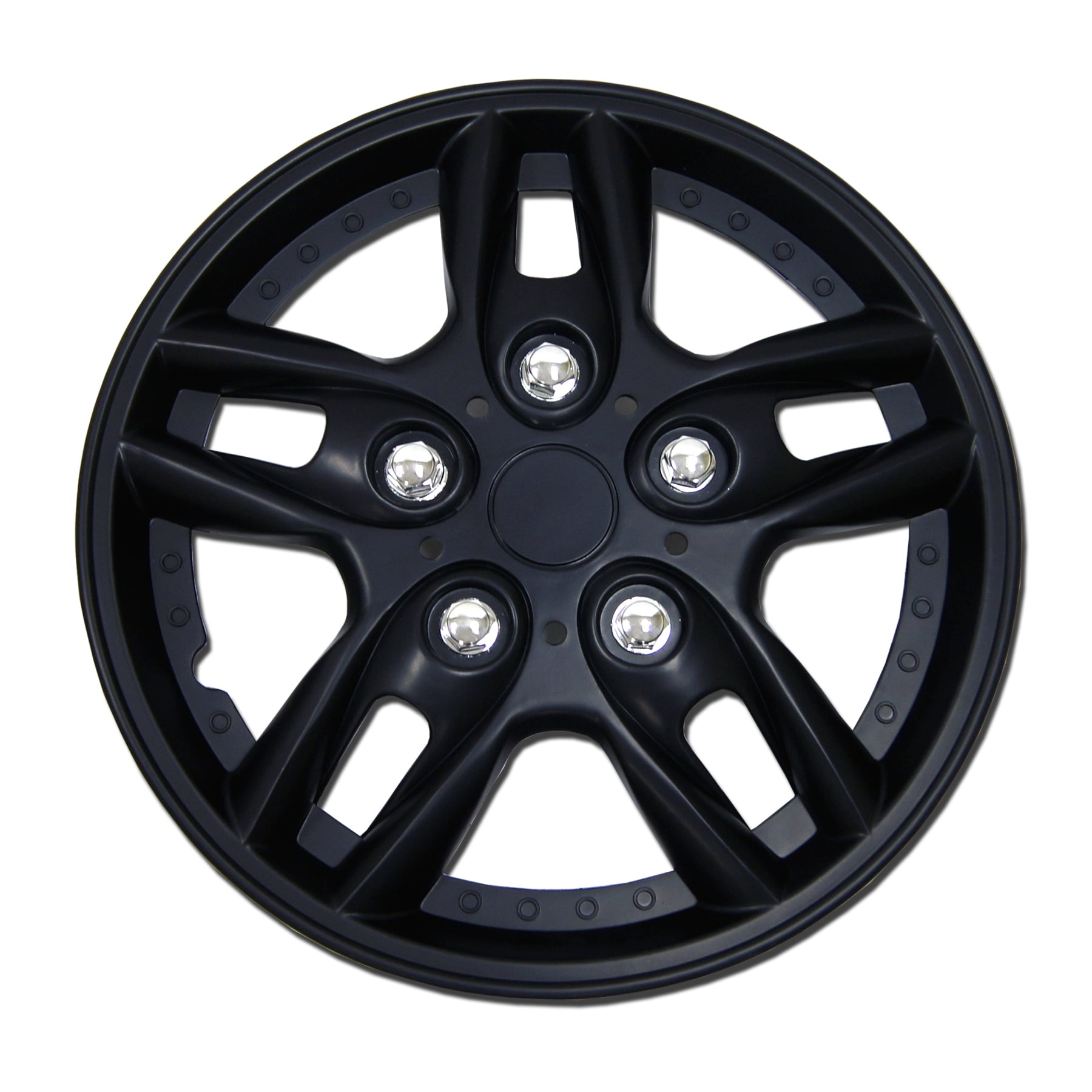 TuningPros WC-15-515-B Set of 4 Matte Black Snap-On Hubcaps 15" - Hub ...