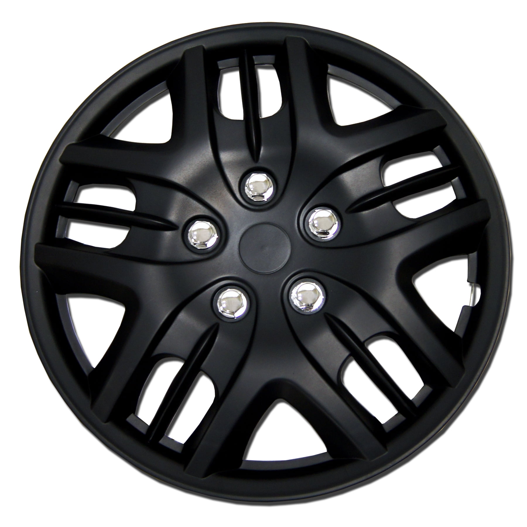 Walmart 16" Matte Black Snap-On Hubcaps Set of 4, ABS Plastic, Steel ...