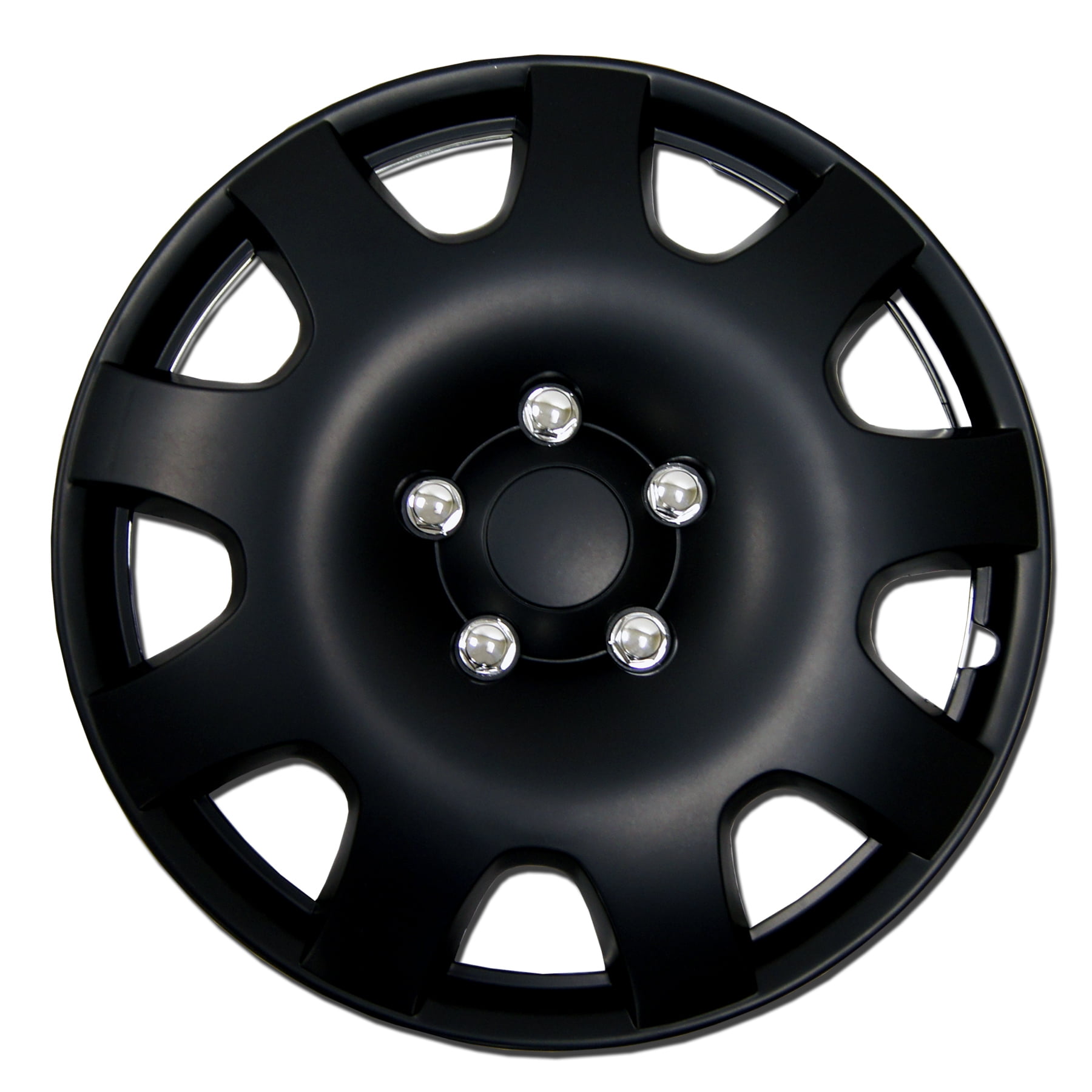 TuningPros WC-16-502-B Set of 4 Matte Black Snap-On Hubcaps 16" - Hub ...