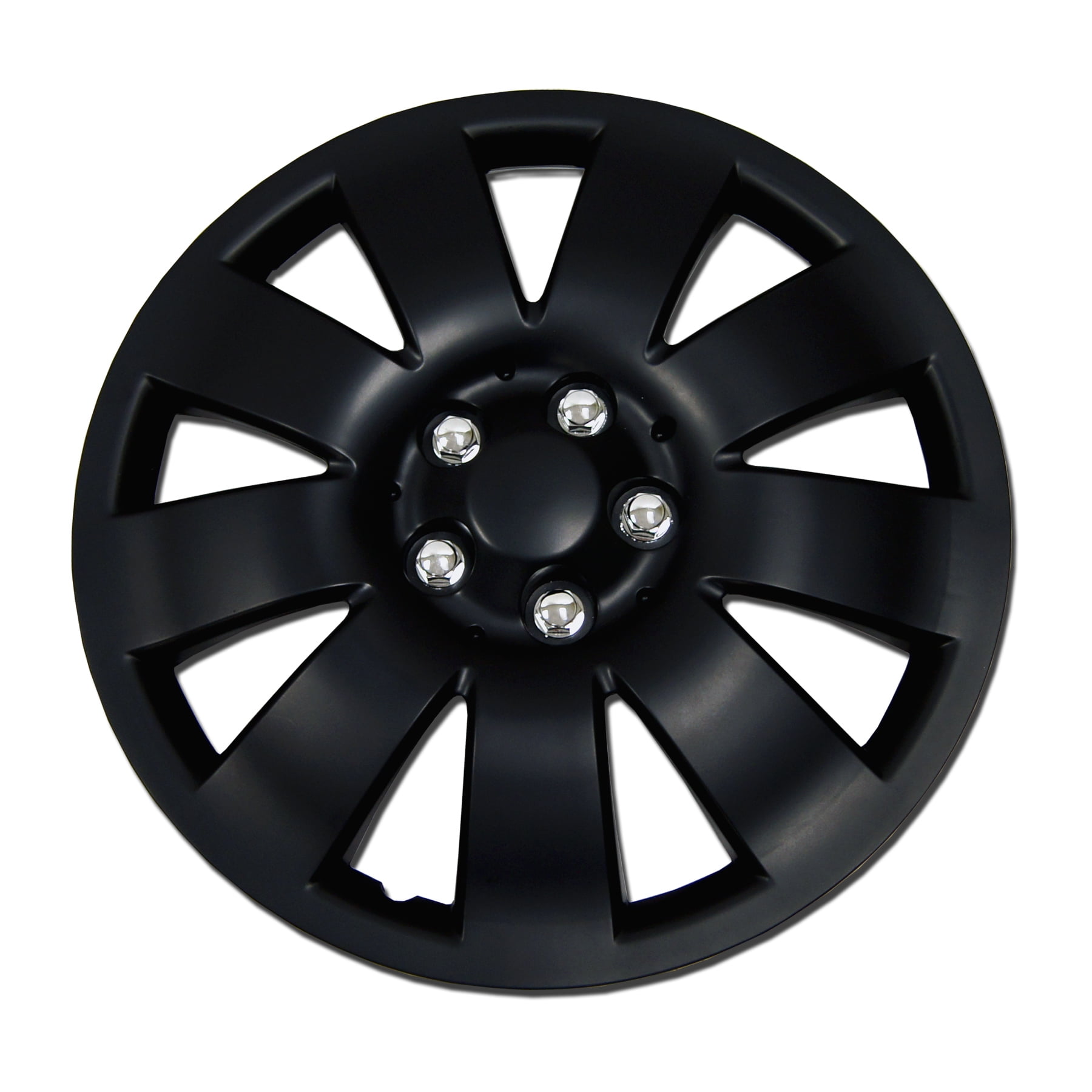 17" Matte Black Snap-On Hubcaps, ABS Plastic, Steel Clip, 4 Pcs Set ...