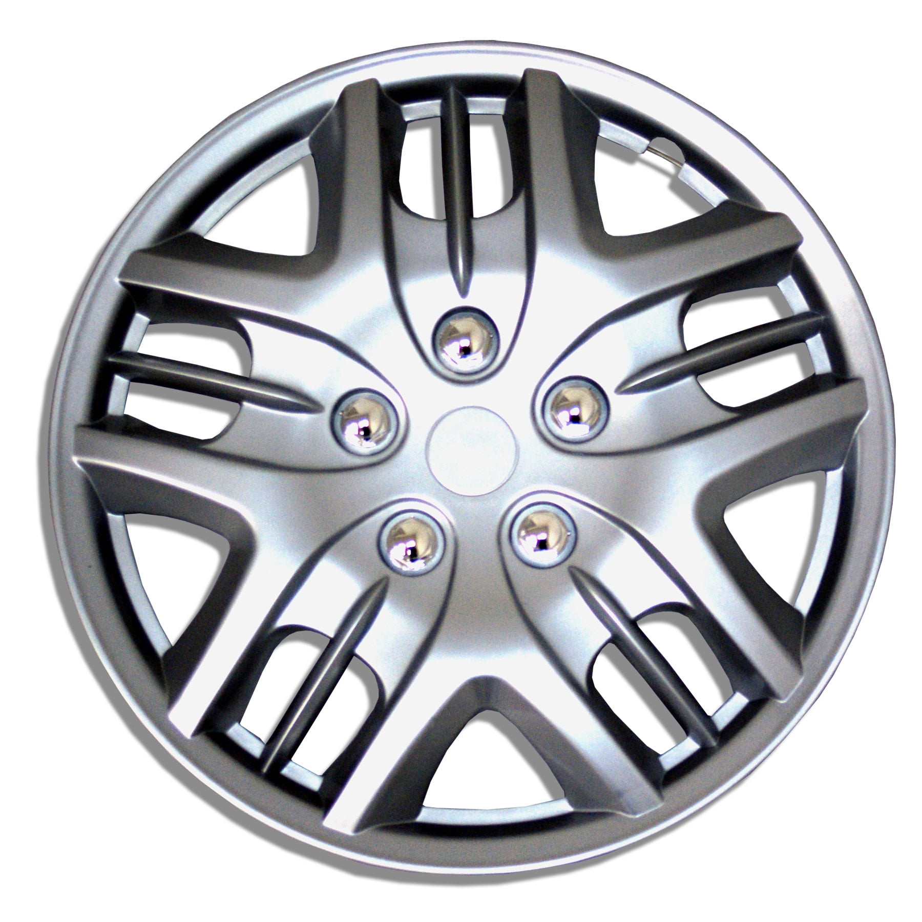 TuningPros WSC-025S16 Set of 4 Metallic Silver Hubcaps 16" - Hub Caps ...