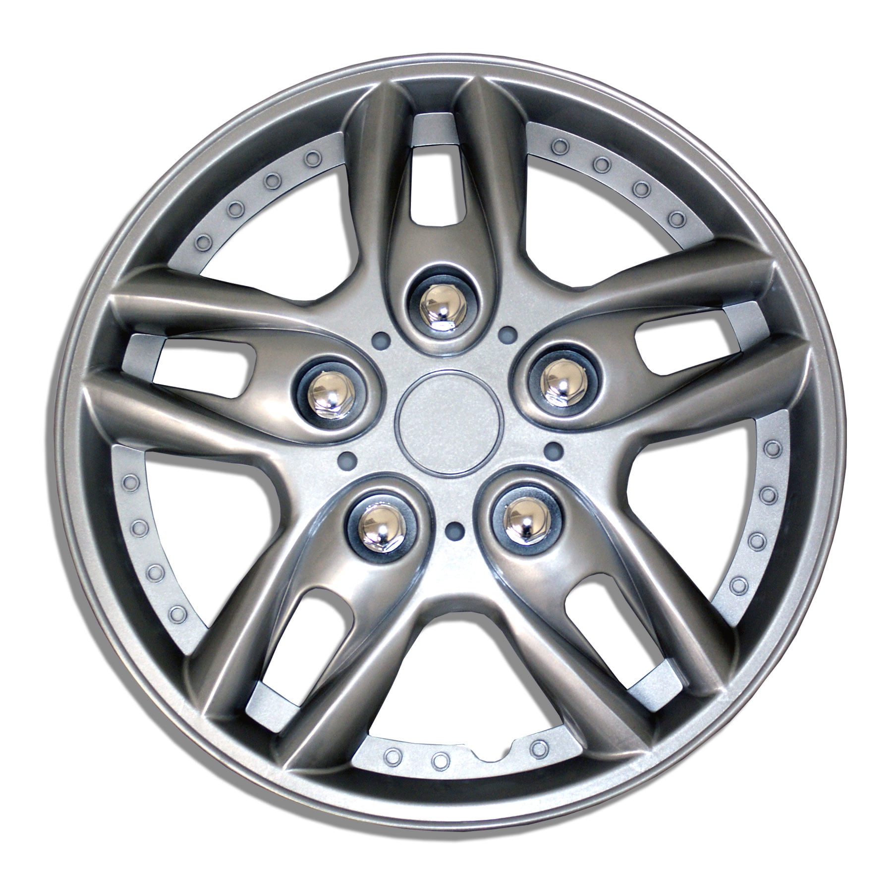 TuningPros WSC-515S14 Set of 4 Metallic Silver Hubcaps 14" - Hub Caps ...
