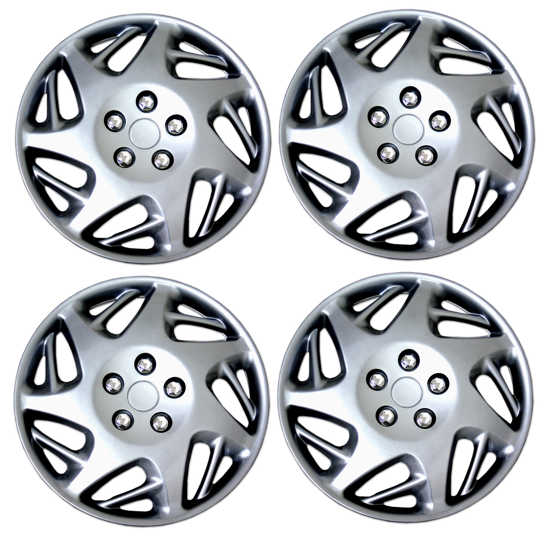 TuningPros WSC3-007BS15 Set of 4 Metallic Silver Hubcaps 15" - Hub Caps ...