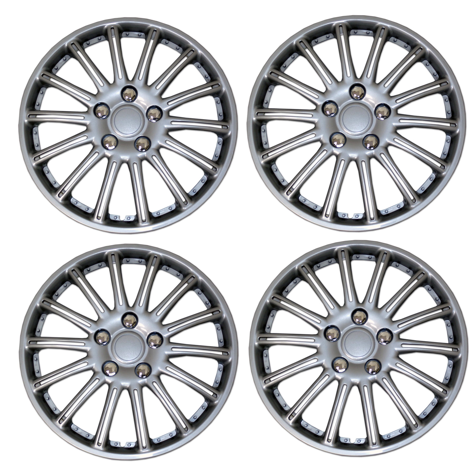 TuningPros WSC3-007S15 Set of 4 Metallic Silver Hubcaps 15" - Hub Caps ...
