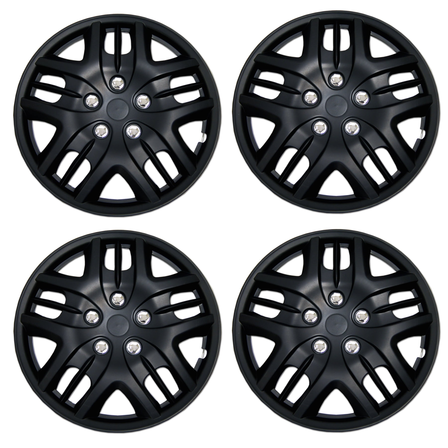 TuningPros WSC3-025B16 Set of 4 Matte Black Hubcaps 16" - Hub Caps ...