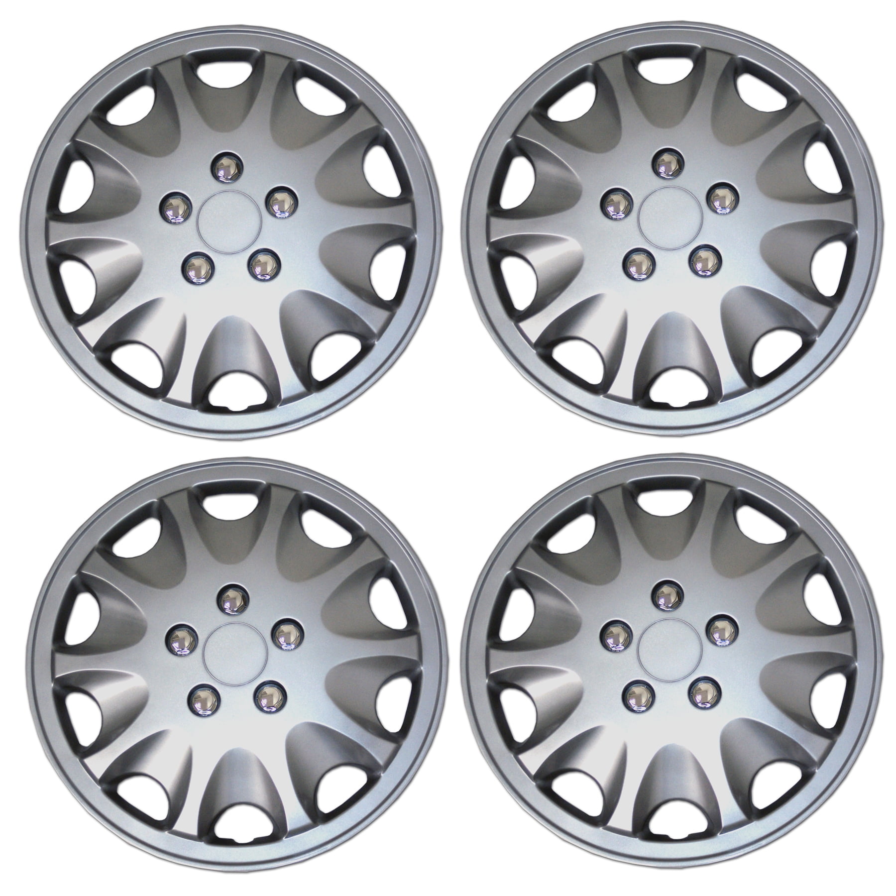TuningPros WSC3-028AS15 Set of 4 Metallic Silver Hubcaps 15" - Hub Caps ...