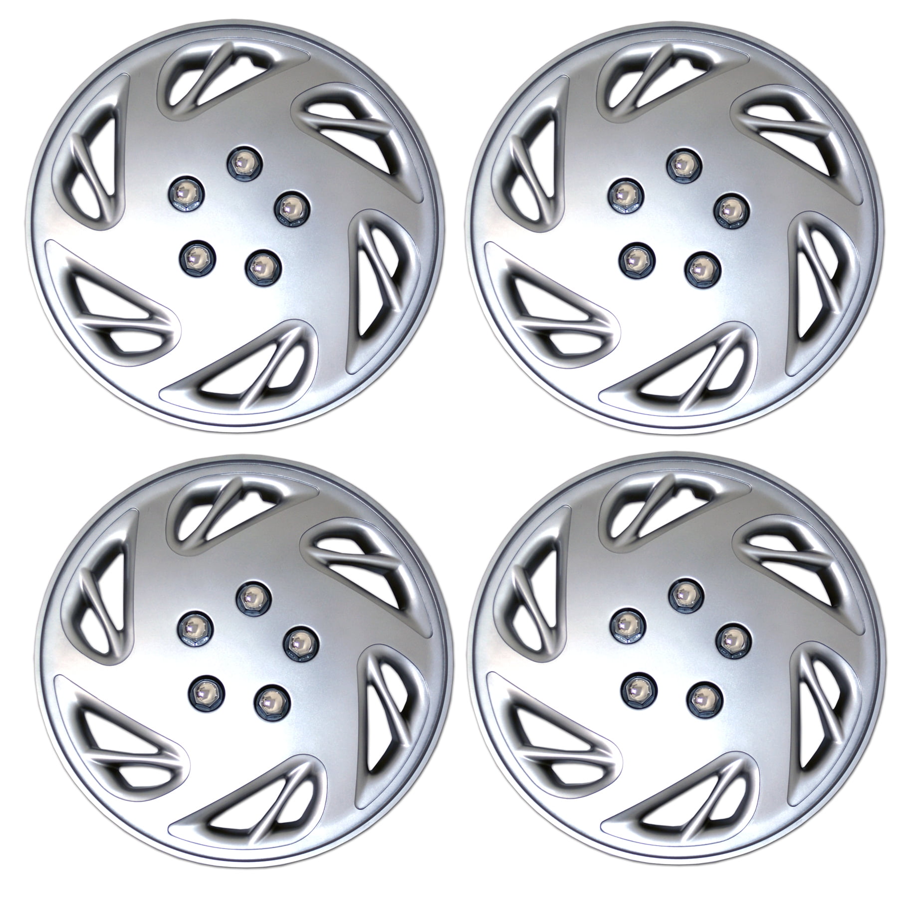 TuningPros WSC3-054S15 Set of 4 Metallic Silver Hubcaps 15" - Hub Caps ...
