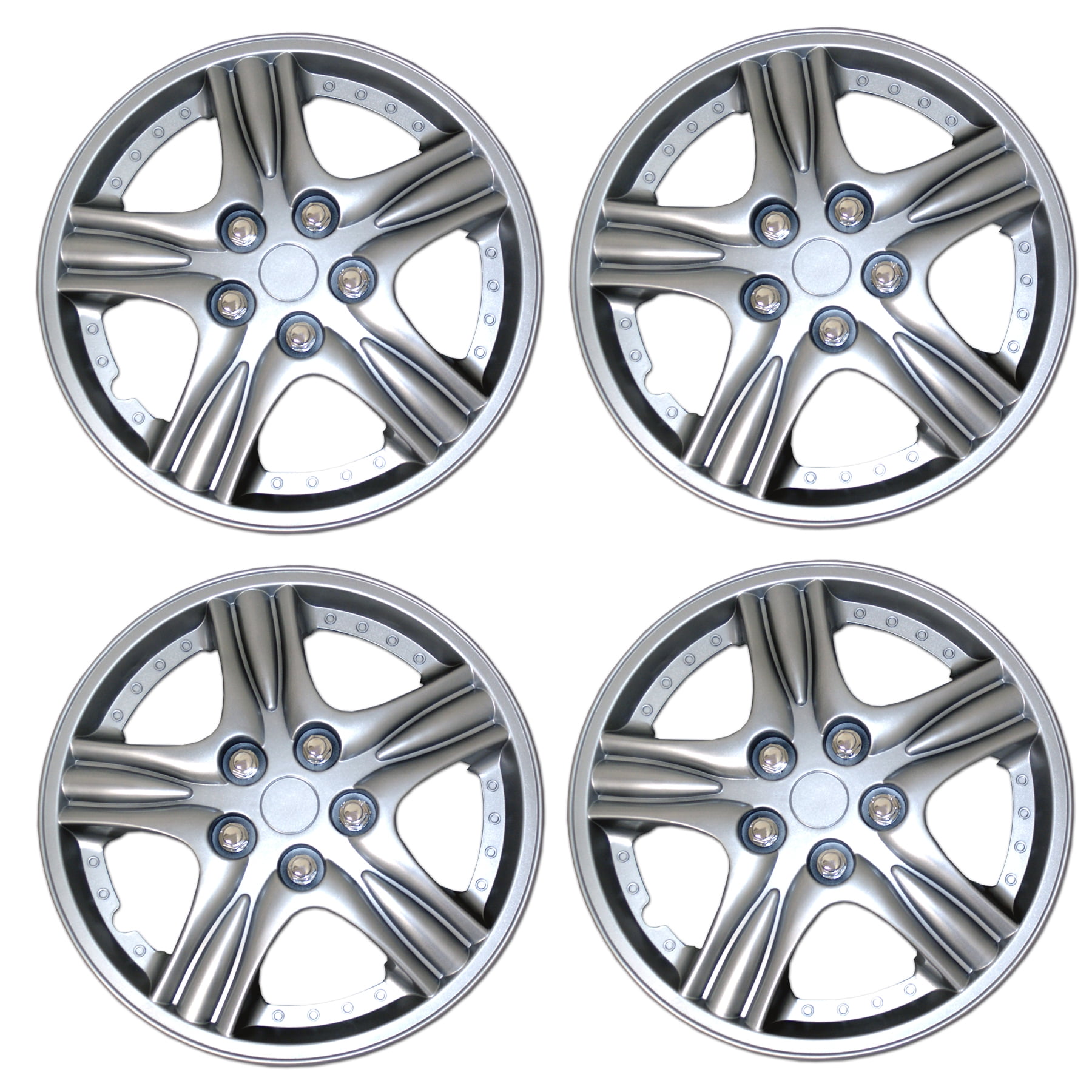 TuningPros WSC3-510S15 Set of 4 Metallic Silver Hubcaps 15" - Hub Caps ...