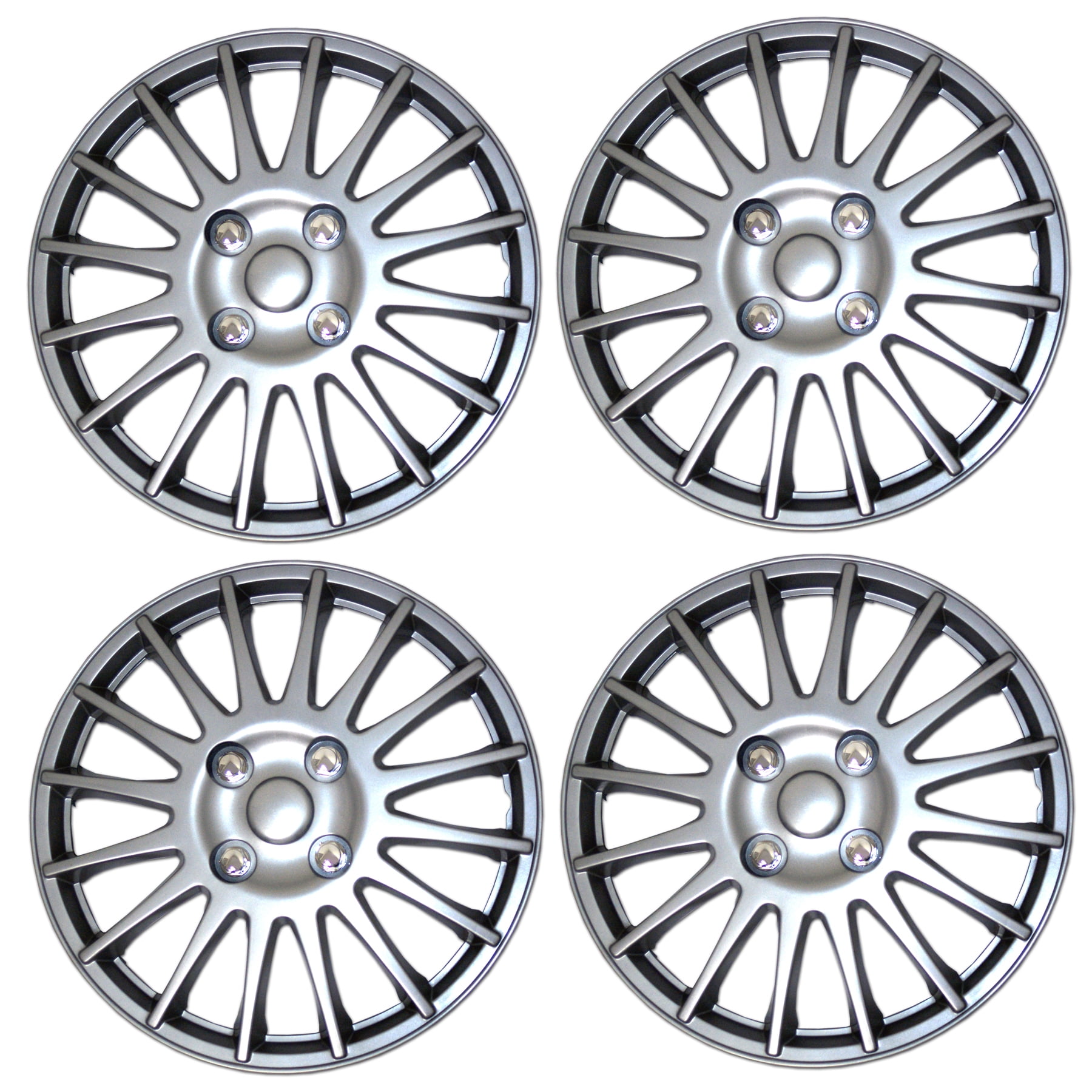 TuningPros WSC3-611S16 Set of 4 Metallic Silver Hubcaps 16" - Hub Caps ...