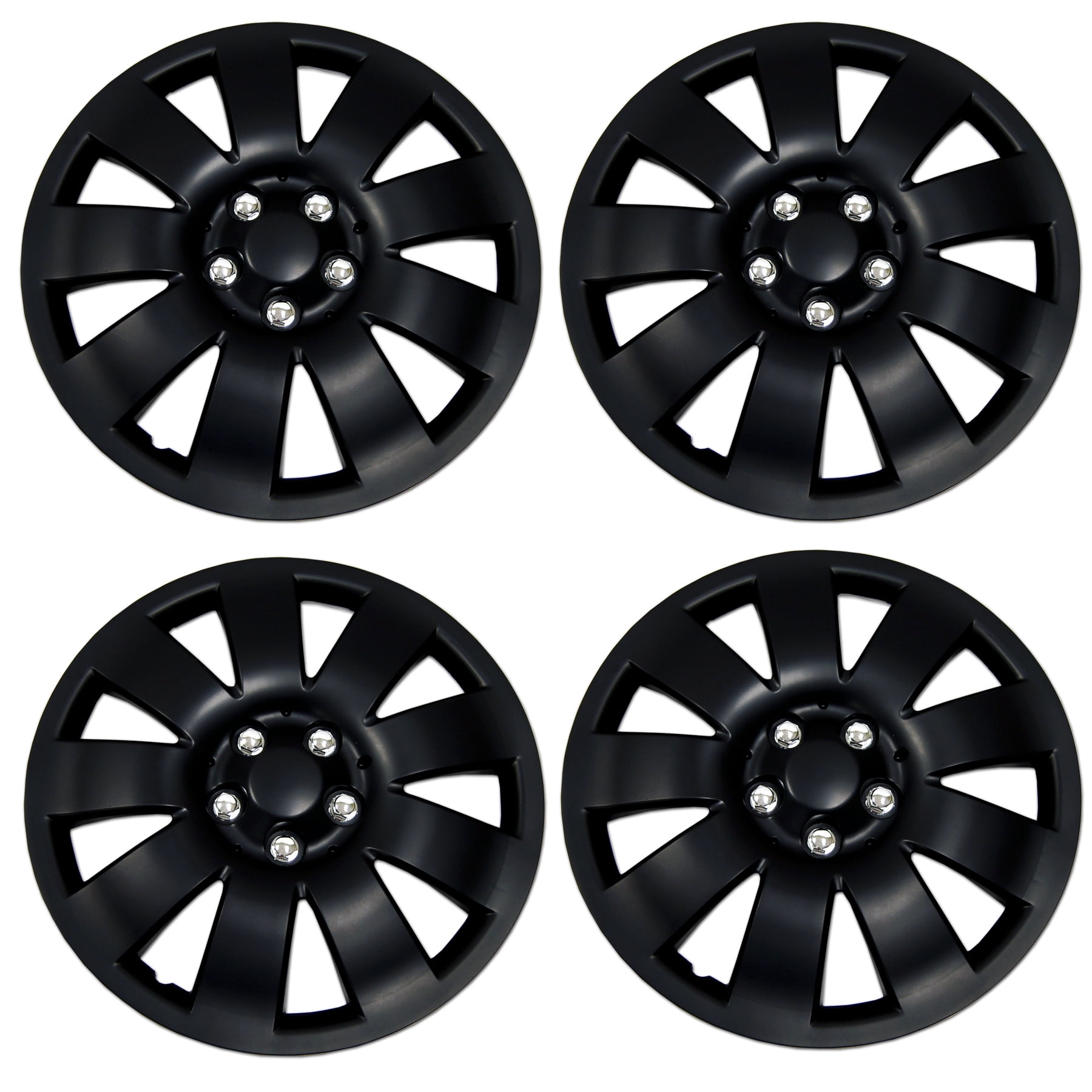 TuningPros WSC3-721B17 Set of 4 Matte Black Hubcaps 17" - Hub Caps ...