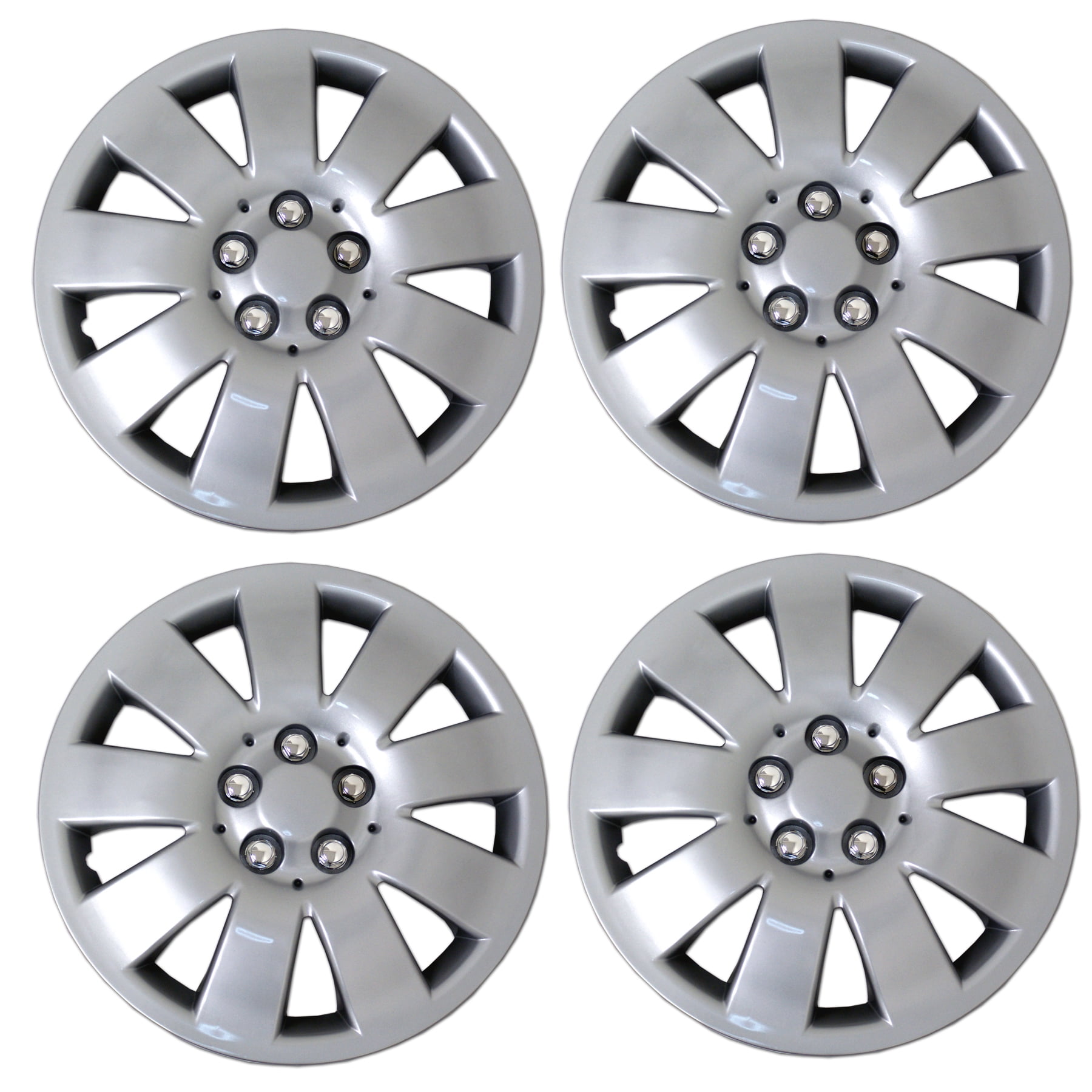 TuningPros WSC3-721S15 Set of 4 Metallic Silver Hubcaps 15" - Hub Caps ...