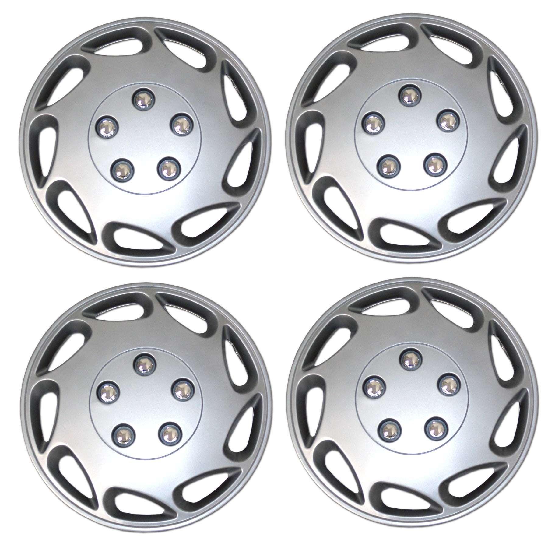 TuningPros WSC3-807S15 Set of 4 Metallic Silver Hubcaps 15" - Hub Caps ...