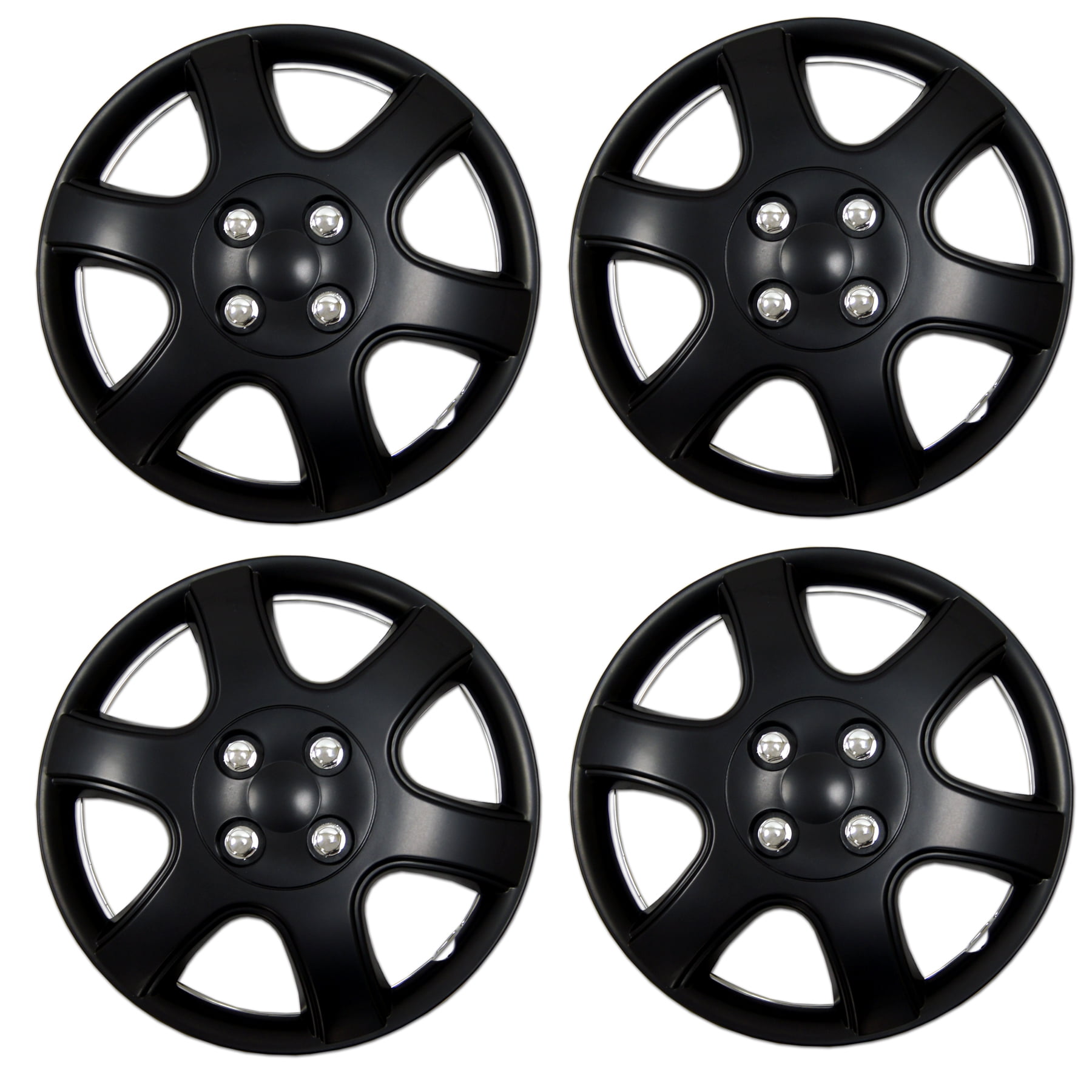 TuningPros WSC3-888B14 Set of 4 Matte Black Hubcaps 14" - Hub Caps ...