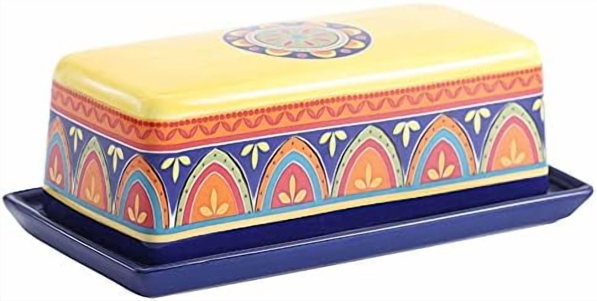 Tunisian Ceramic Butter Dish with Lid, Wide Butter Keeper for Counter ...