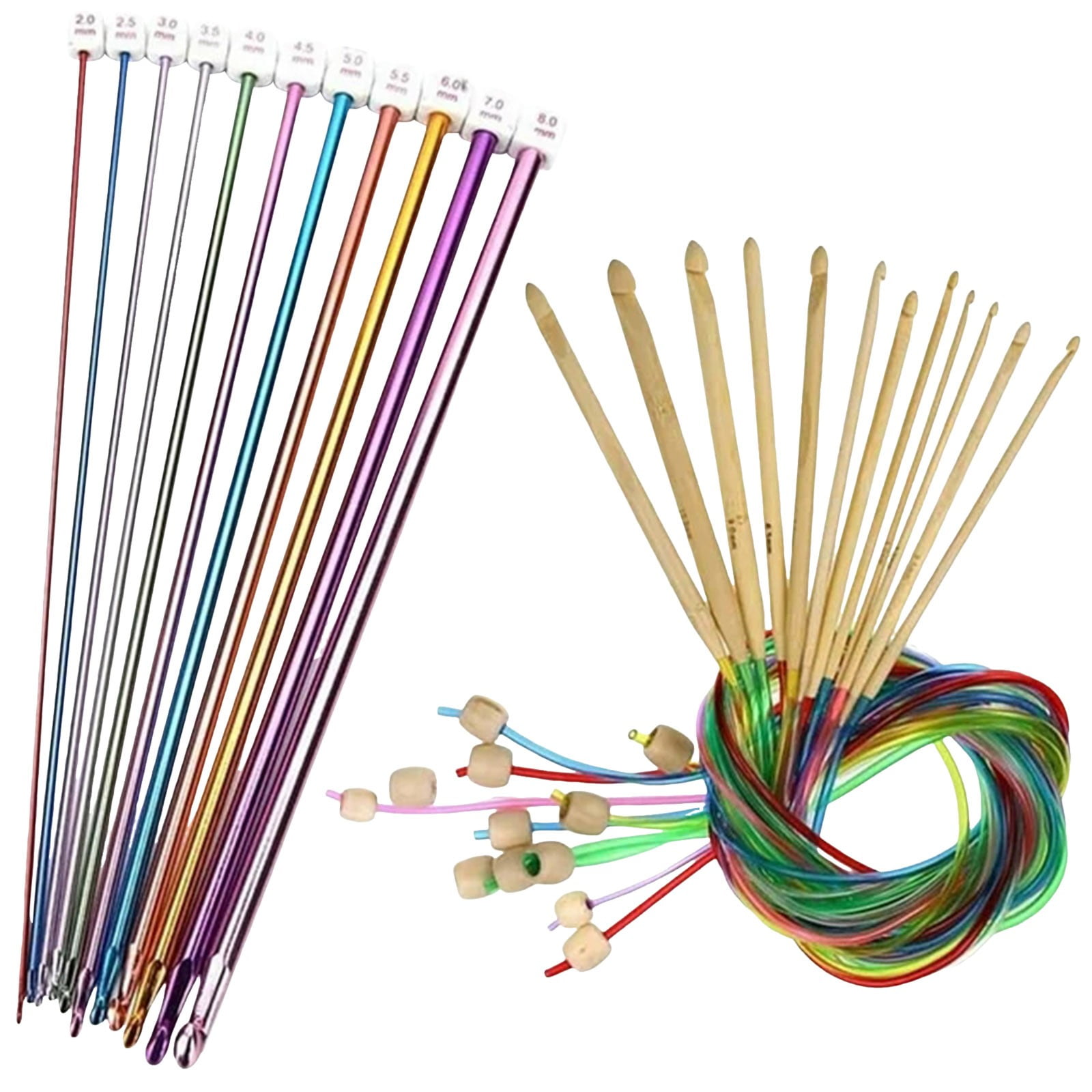 Tunisian Crochet Hooks Set with Bead Carbonized Needles for Advanced ...