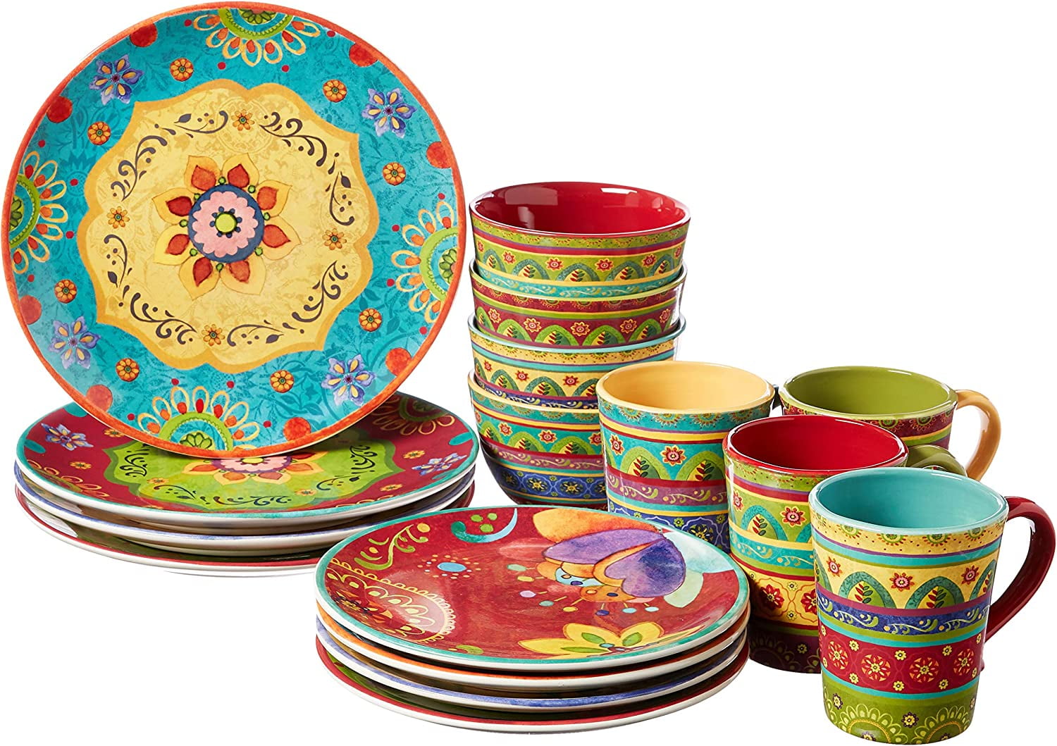 Tunisian Sunset 16-Piece Ceramic Dinnerware Set, Service for 4 ...