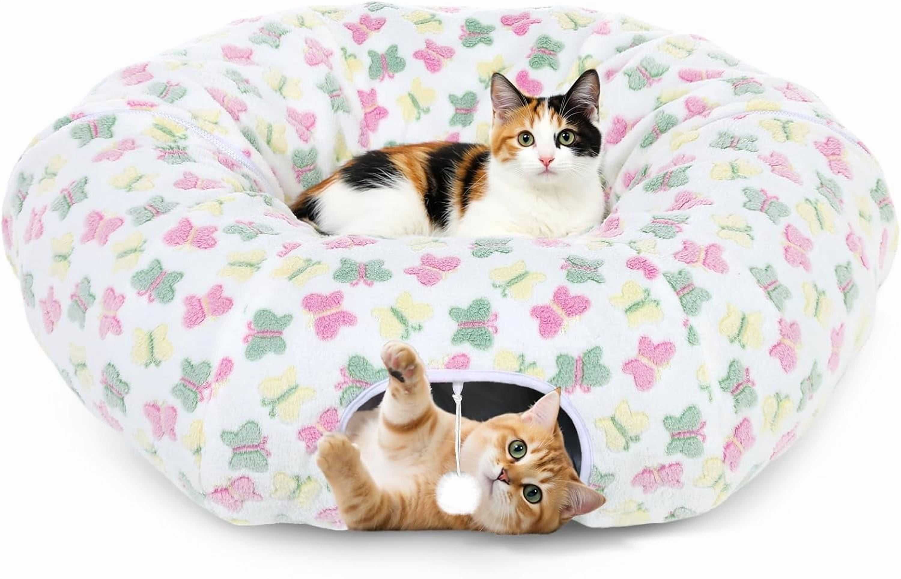 Tunnels for Indoor Cats, 35'' Plush Tunnel Bed with Playful Ball and ...