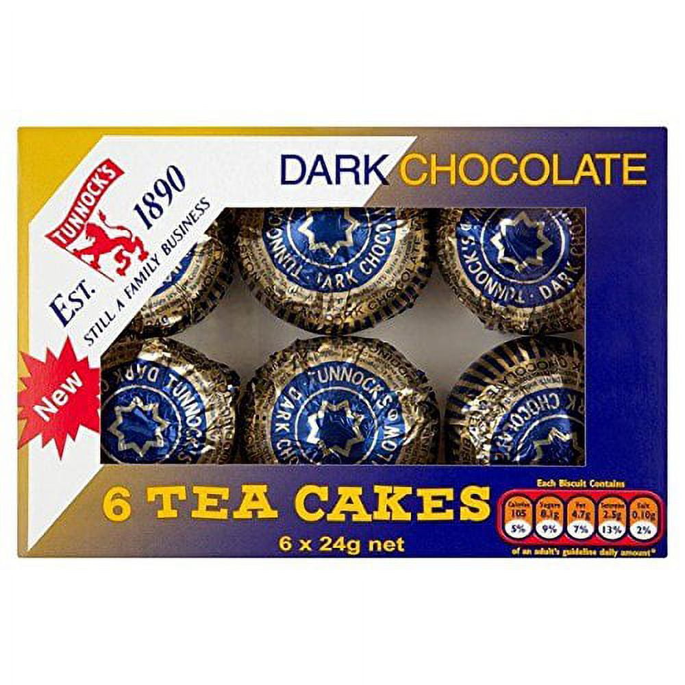 Tunnock's Tea Cakes, Dark Chocolate, 6 Pack, Biscuit and Marshmallow ...