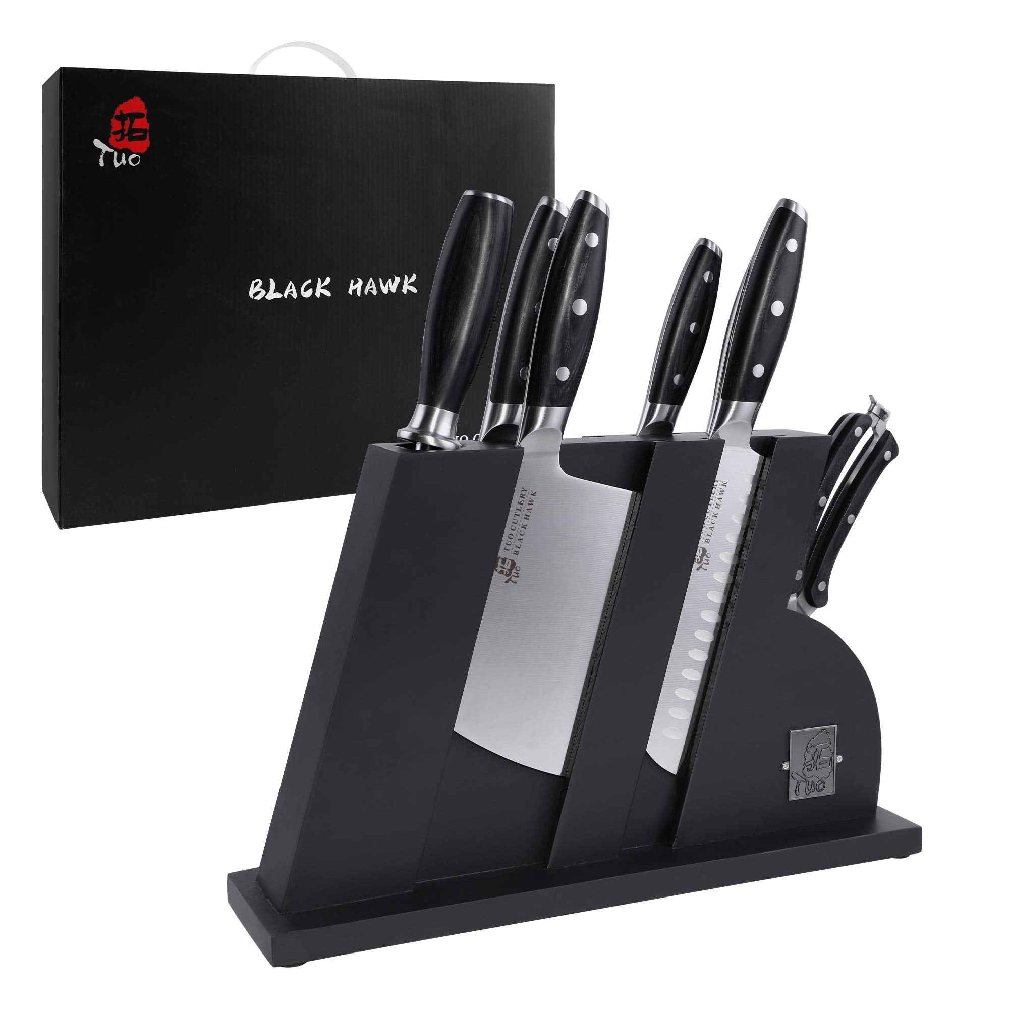 TUO Knife Set - 8 Pcs Kitchen Knife Set with Wooden Block - German HC ...