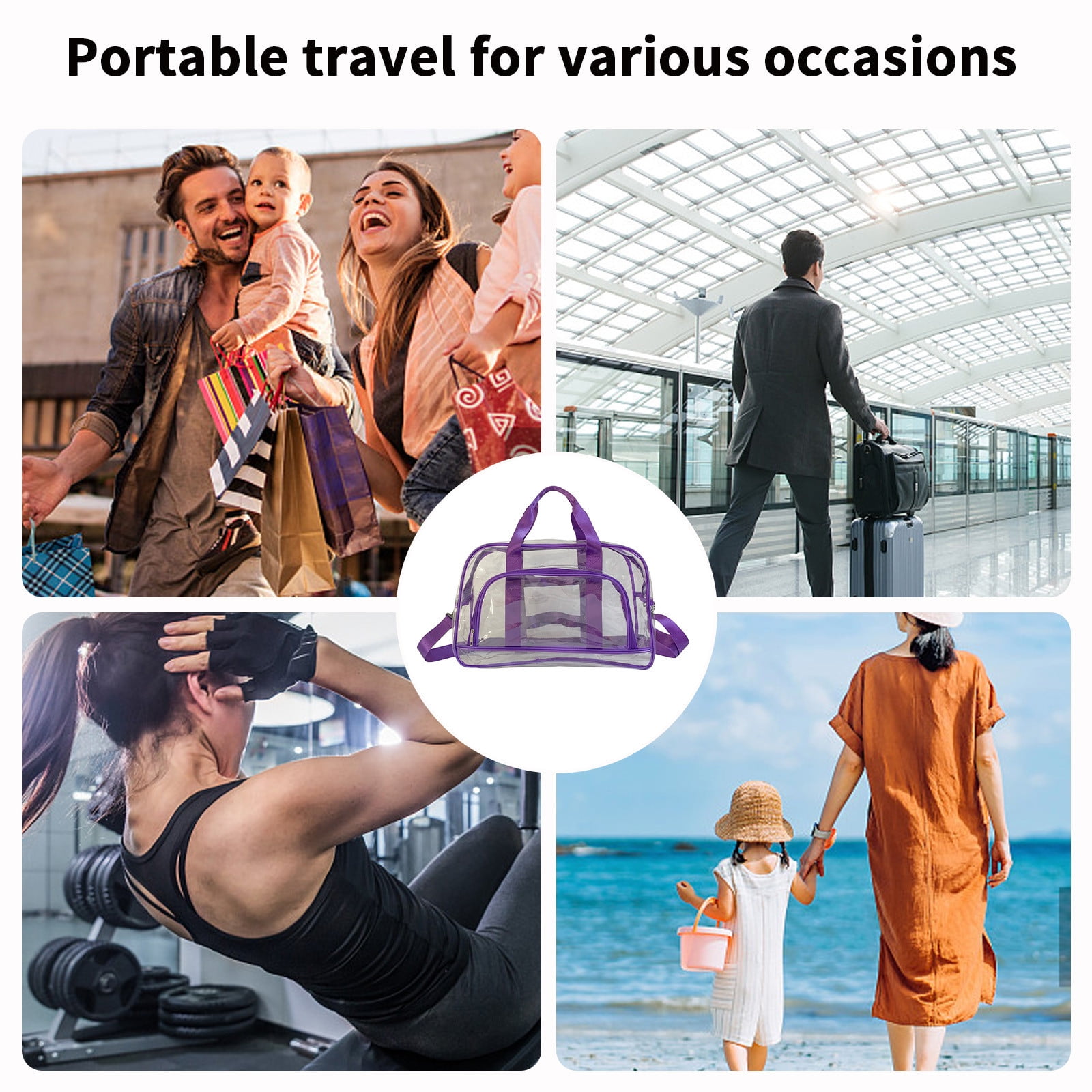 Tuobarr Travel Bags, Transparent Short Travel Bag, Sports Gym Bag Large ...