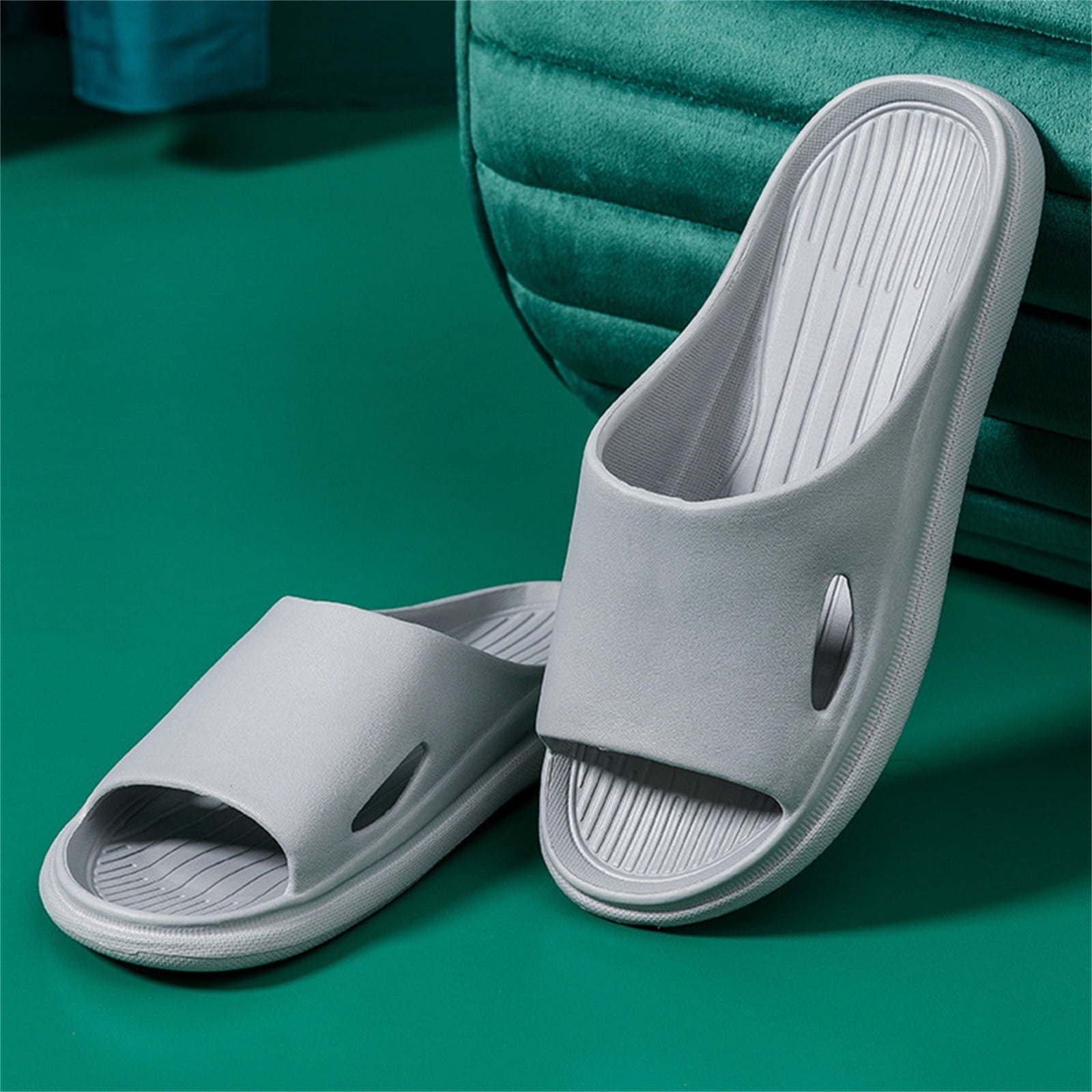 Tuobarr Women's Shoes Soft Soled, Open Toe Bedroom Slippers, Gray, 9.5 ...