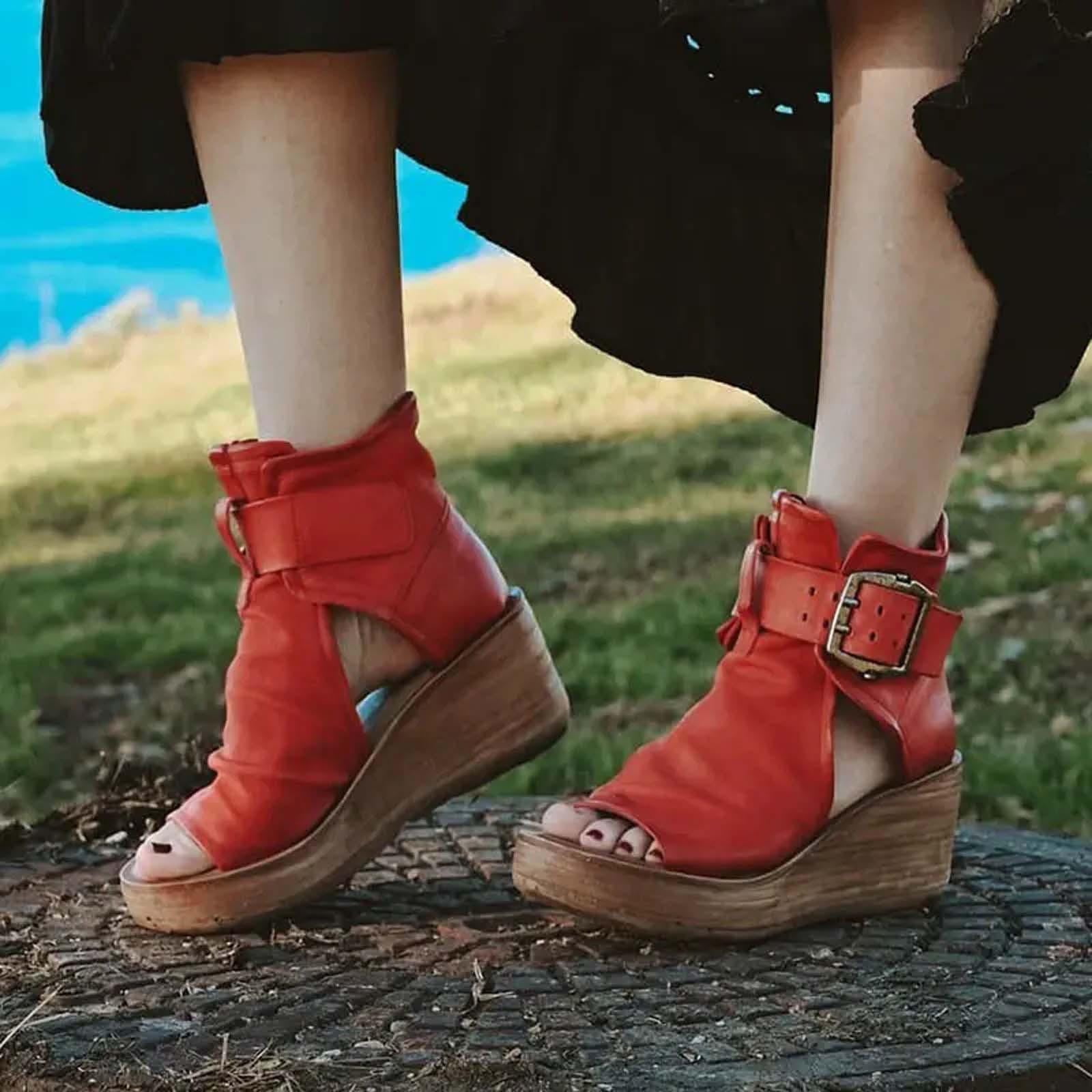 Tuobarr Women's Wedge Sandals Summer Fashion High-Top Wedge Sandals ...