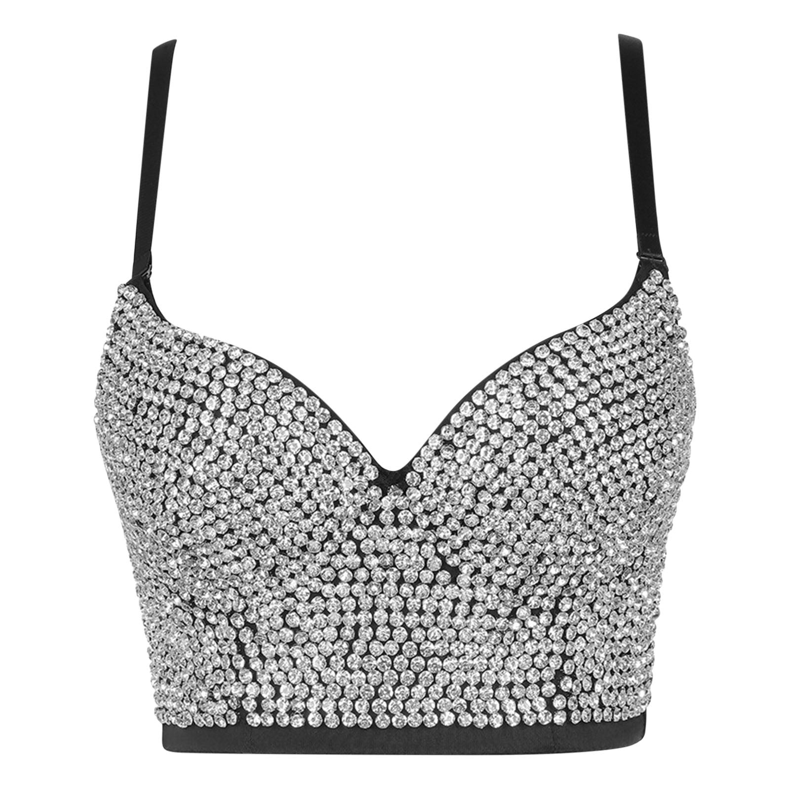 Tuosodrolic Rhinestone Corset Top for Women Beaded Bustier Tops ...