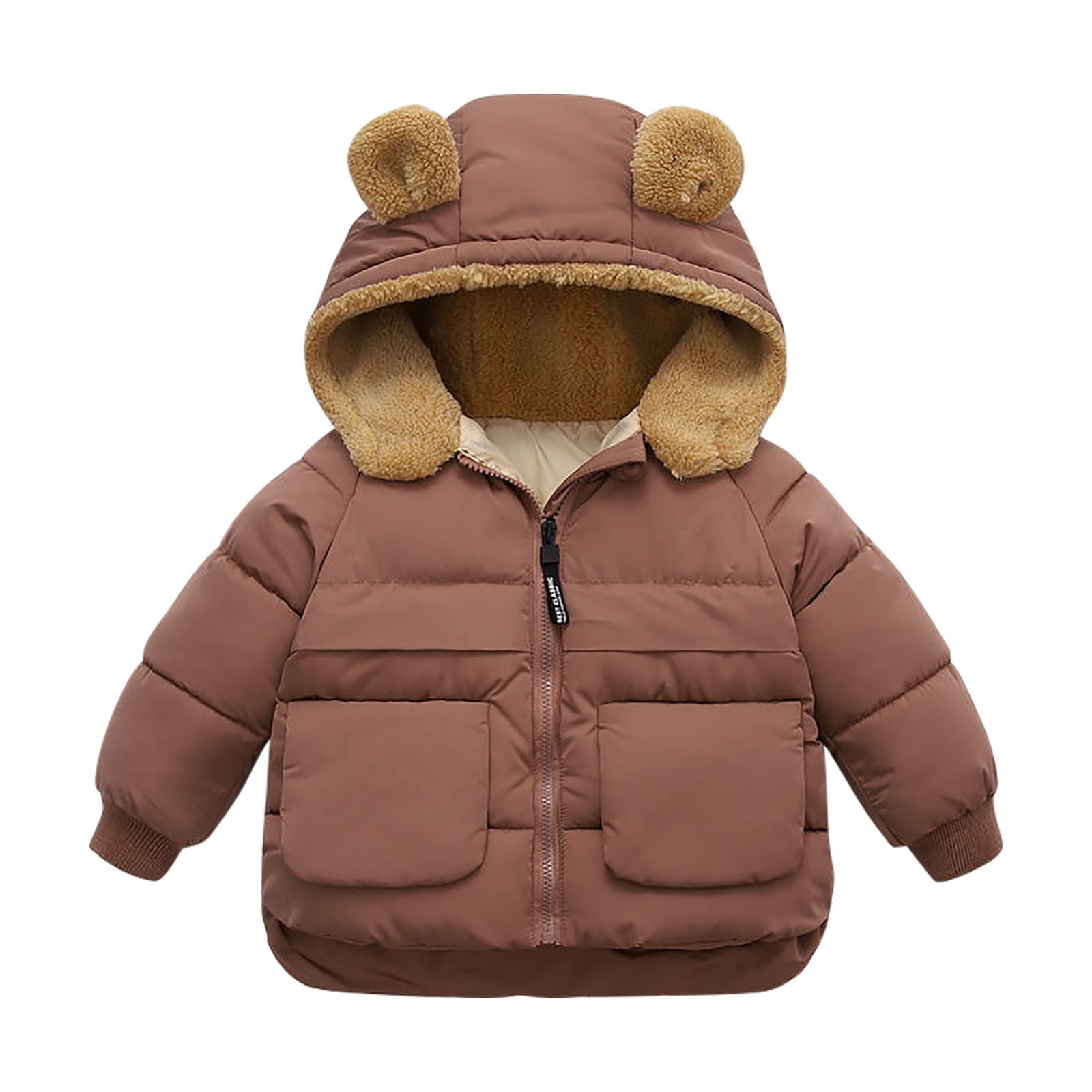 Tuosodrolic Toddler Boys Girls Fleece Lined Winter Coat Cute Ear Hooded Puffer Jackets Warm ...