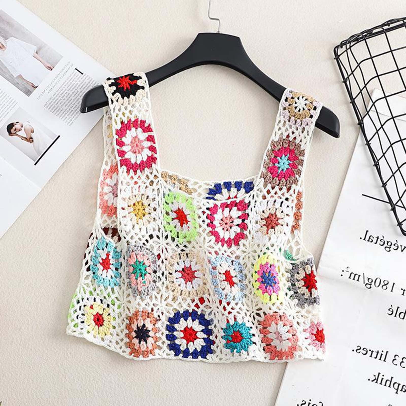 Tuosodrolic Women's Crochet Tank Tops Boho Camis Embroideried Crop Tops ...