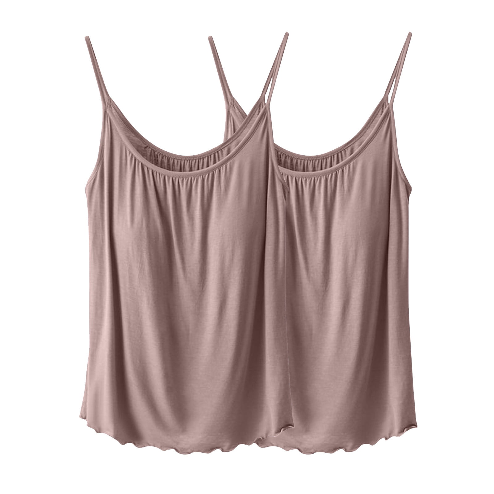 Tuosodrolic Womens 2PC Camisole Top Cotton Tank Tops with Built in Bra ...