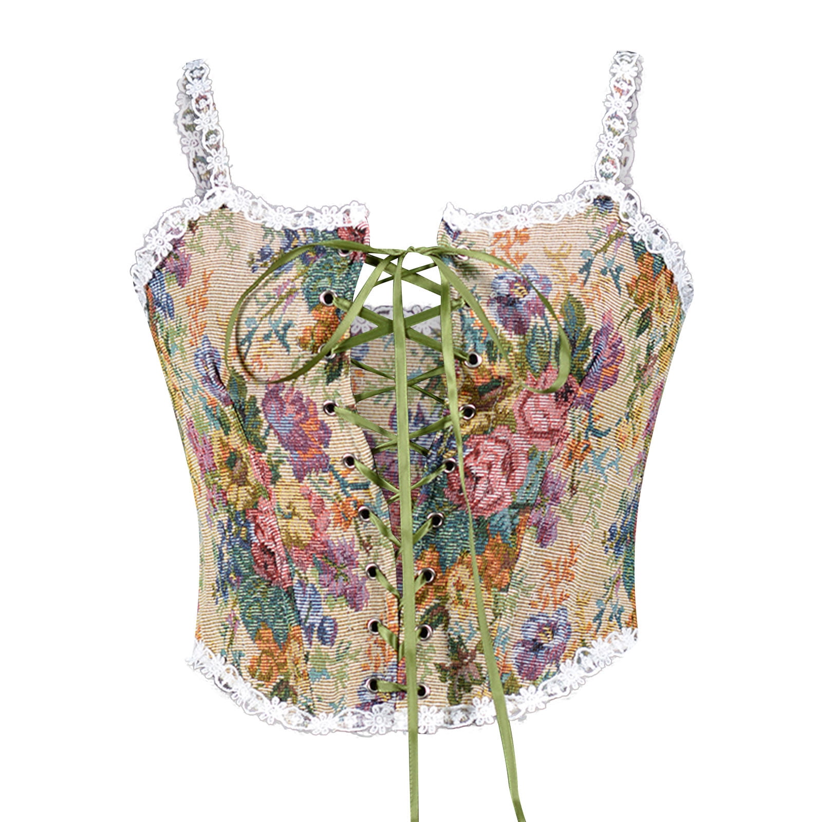 Tuosodrolic Womens Renaissance Corset with Strap Floral Bustier Tops ...