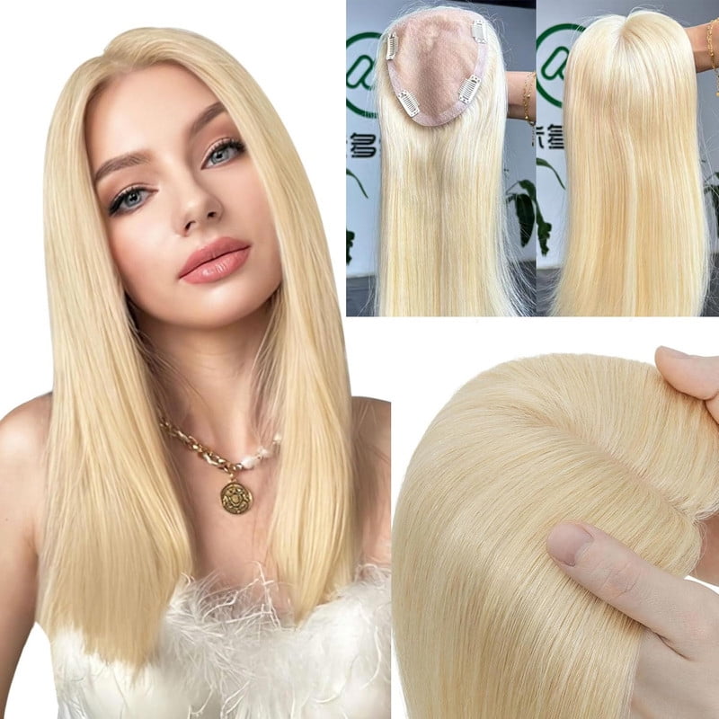 Tuotpe Human Hair Toppers For Women 100% Remy Topper With/Without Bangs ...