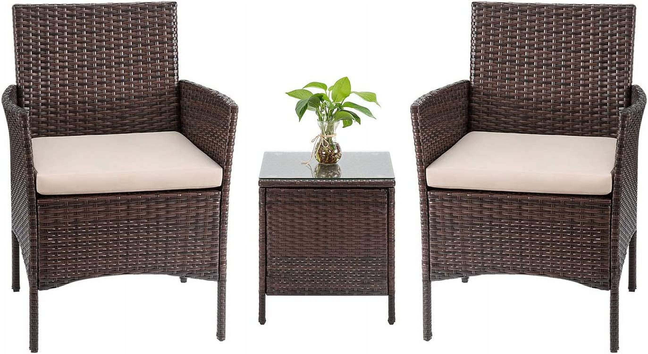 Tuoze Tozey 3 Pieces Patio Furniture PE Rattan Outdoor Conversation Set ...