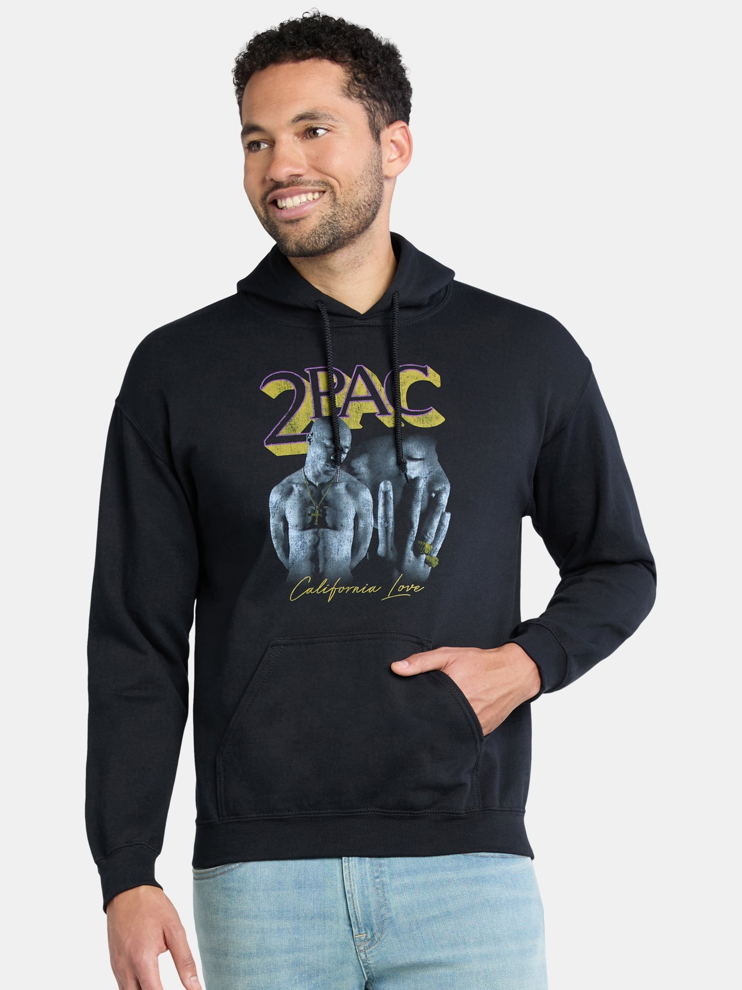 Tupac Men's and Big Men's California Love Graphic Hoodie with Long ...
