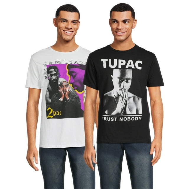Tupac Men’s and Big Men’s Graphic T-Shirts with Short Sleeves, 2-Pack ...